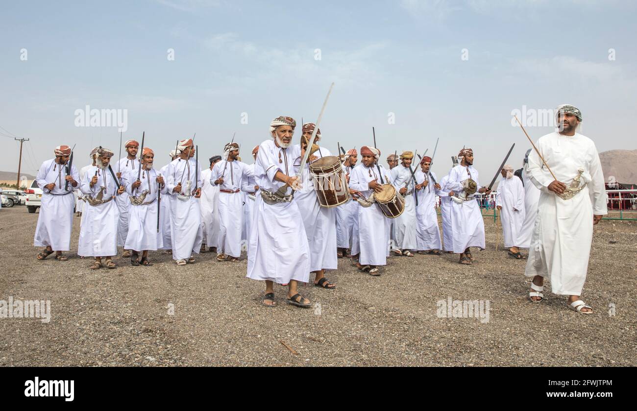 khadal, Oman,28th April 2018: omani men in traditional clothing ...