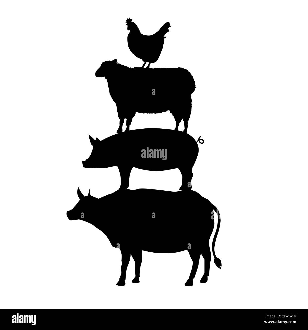 Cow rooster Black and White Stock Photos & Images - Alamy