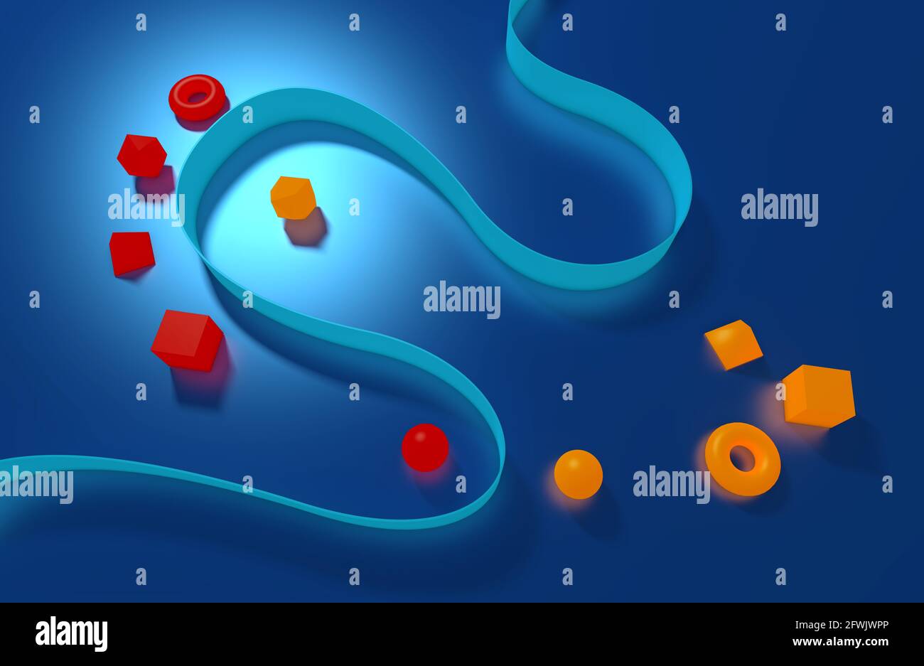 Opposite different geometric shapes representing separation - 3d ...