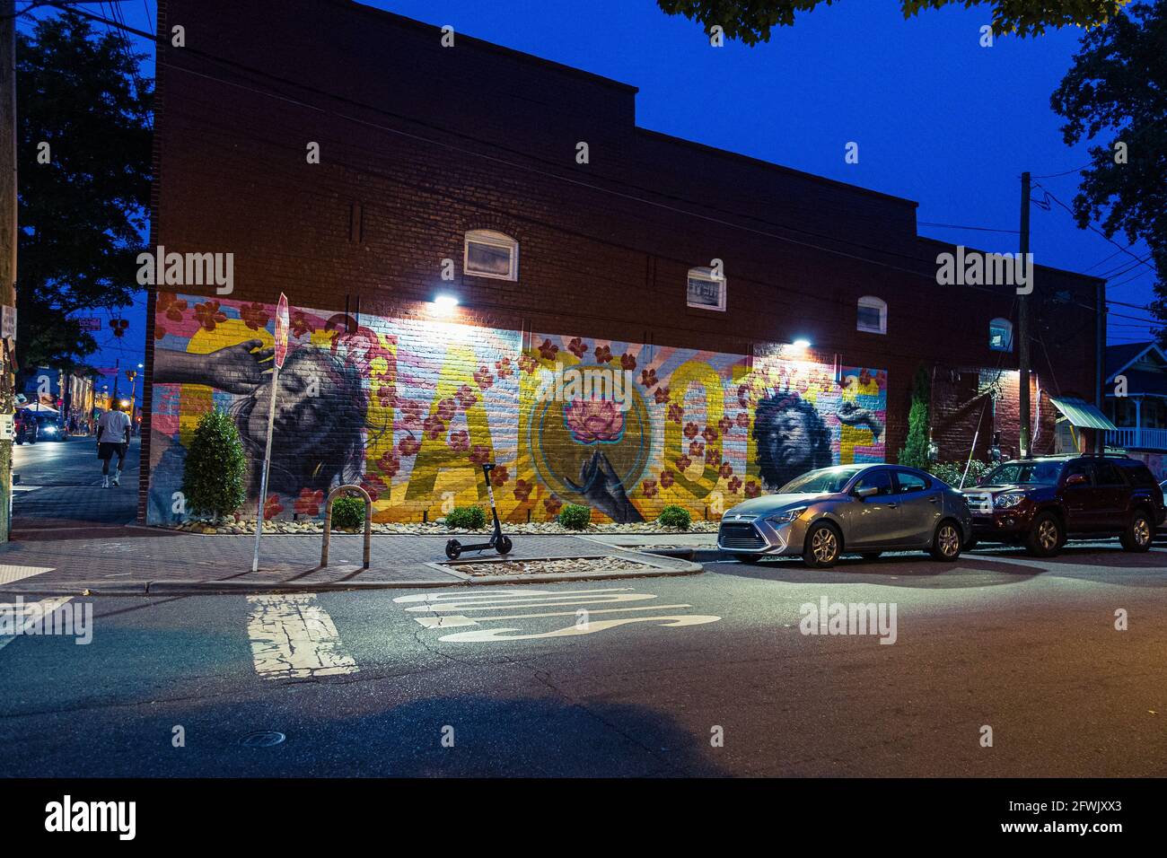 The streets of North Davidson (NoDa), Charlotte at night capturing the ...