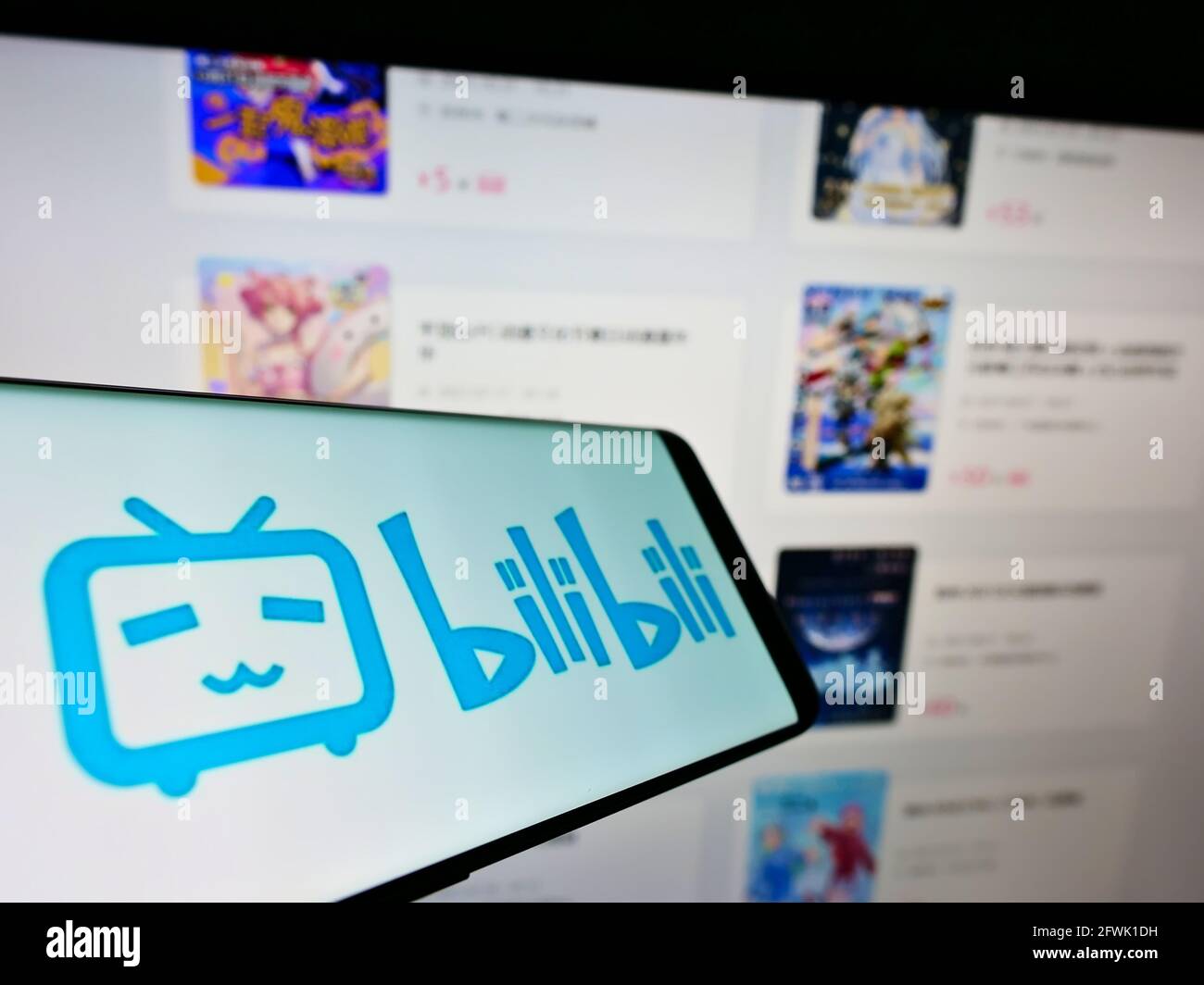 Smartphone with logo of Chinese video sharing platform Bilibili Inc. on ...