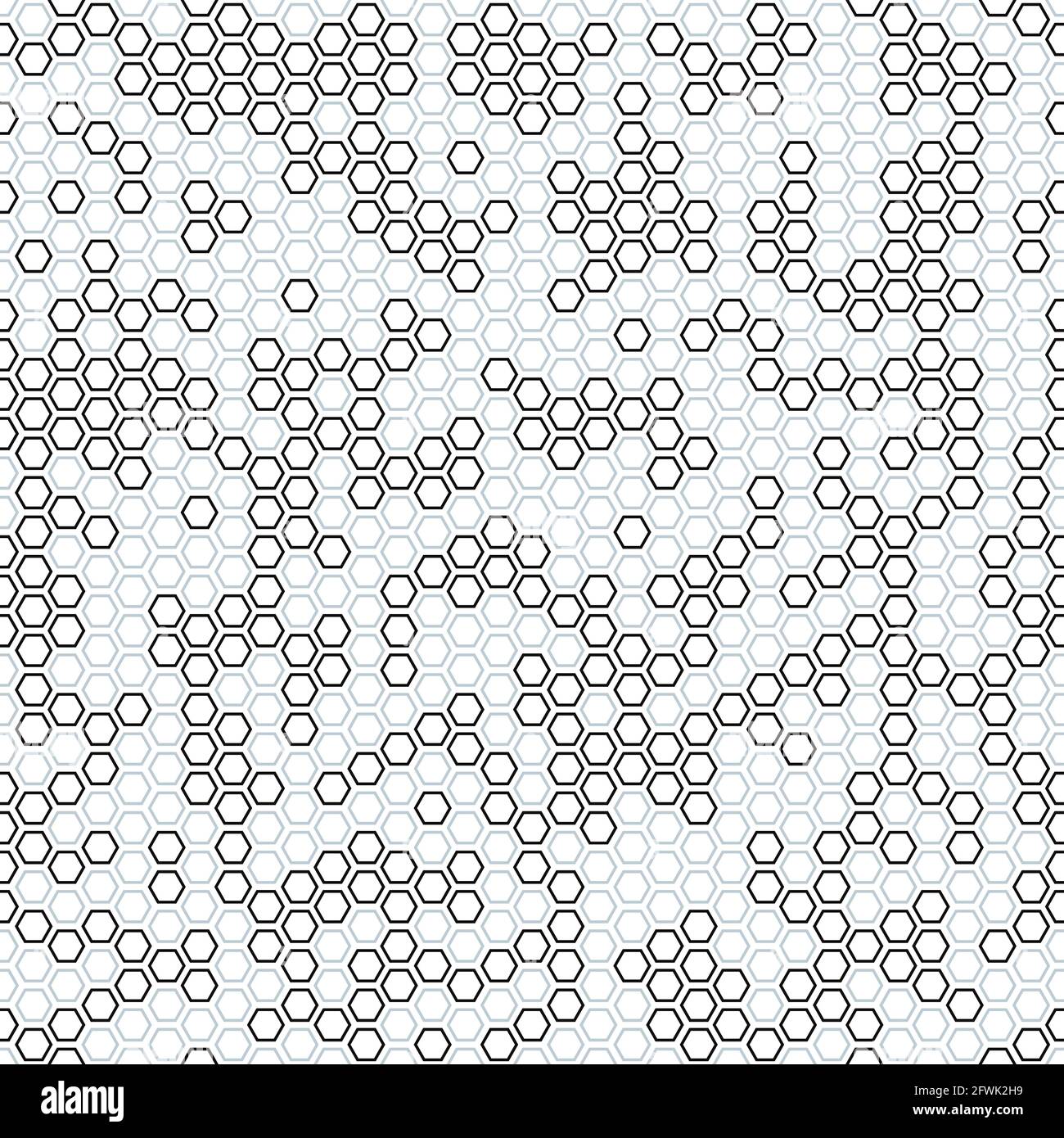 Monochrome seamless honey pattern with halftone filled hex cells linear ...