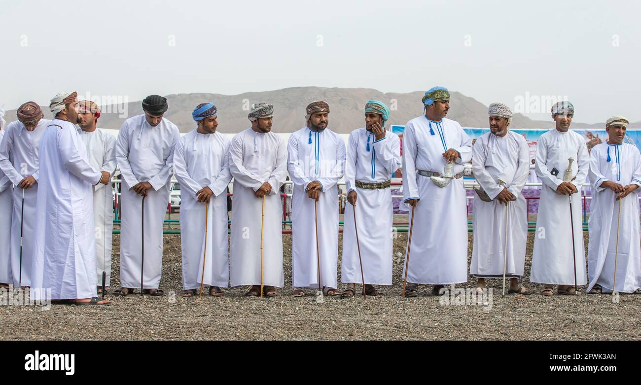 khadal, Oman,28th April 2018: omani men in traditional clothing ...
