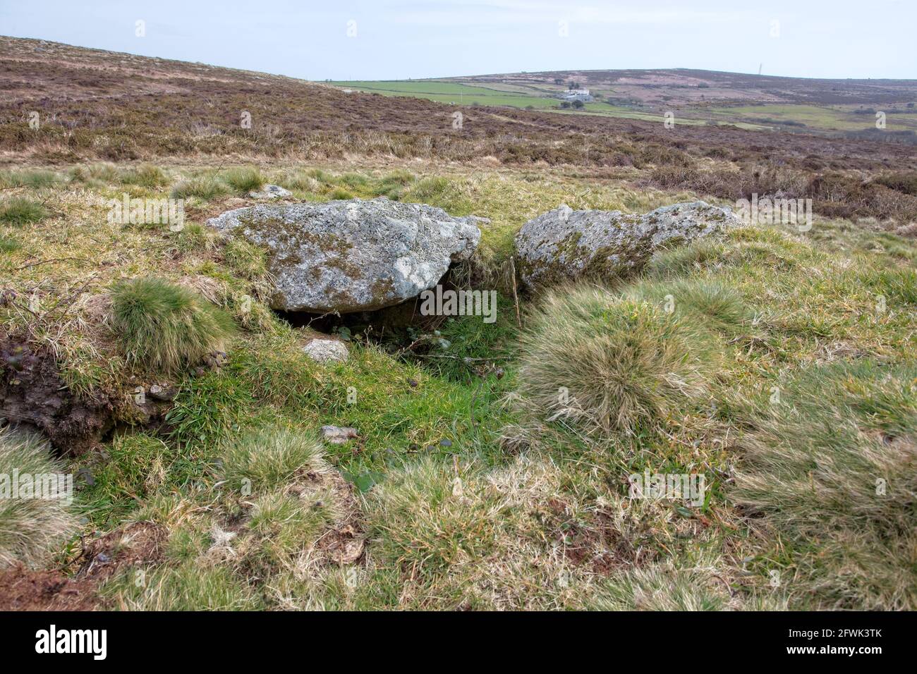An ancient burial cist, tomb, on Botallack Common, west Cornwall ...