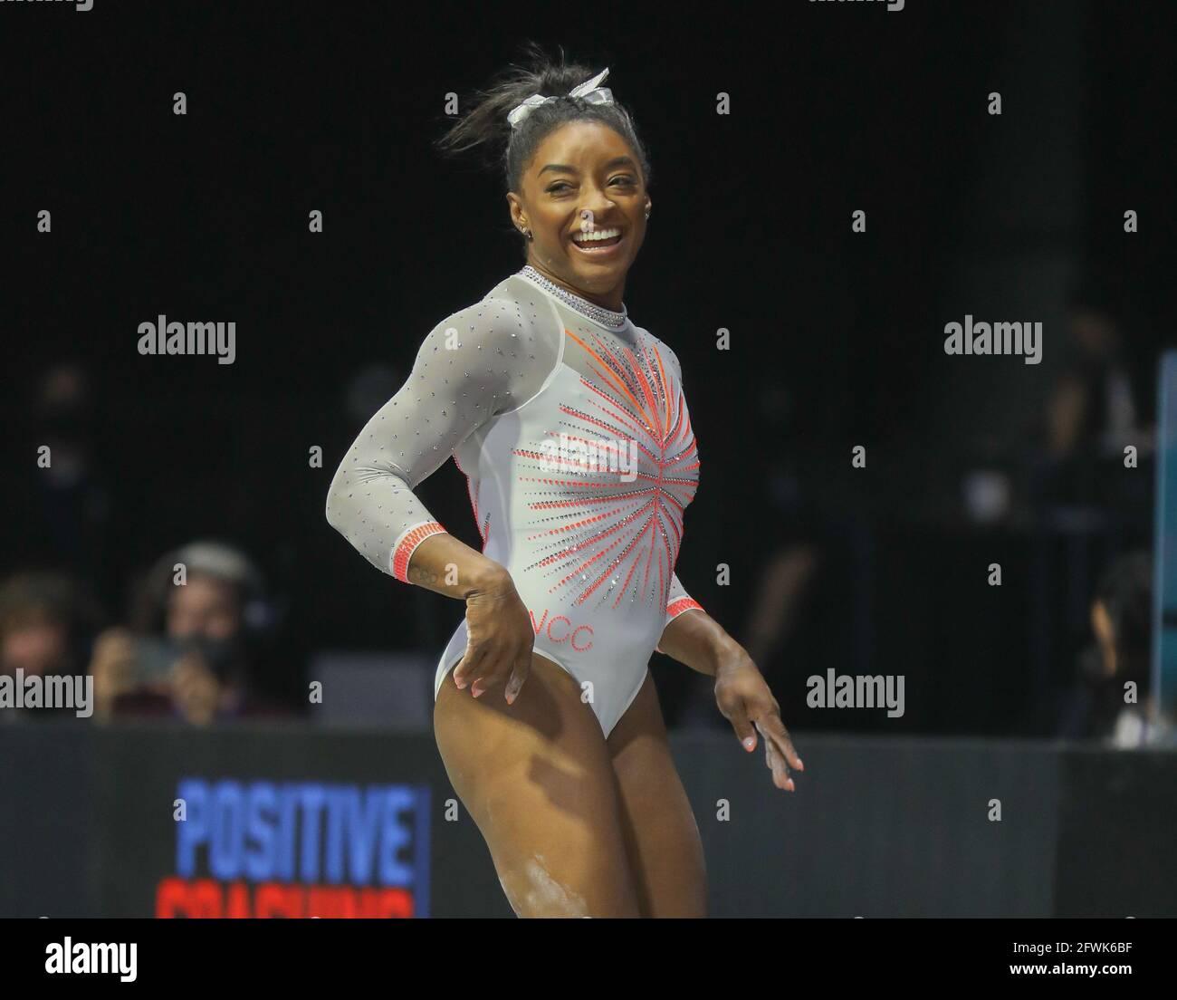 May 22, 2021: Simone Biles smiles after she becomes the first woman to ...
