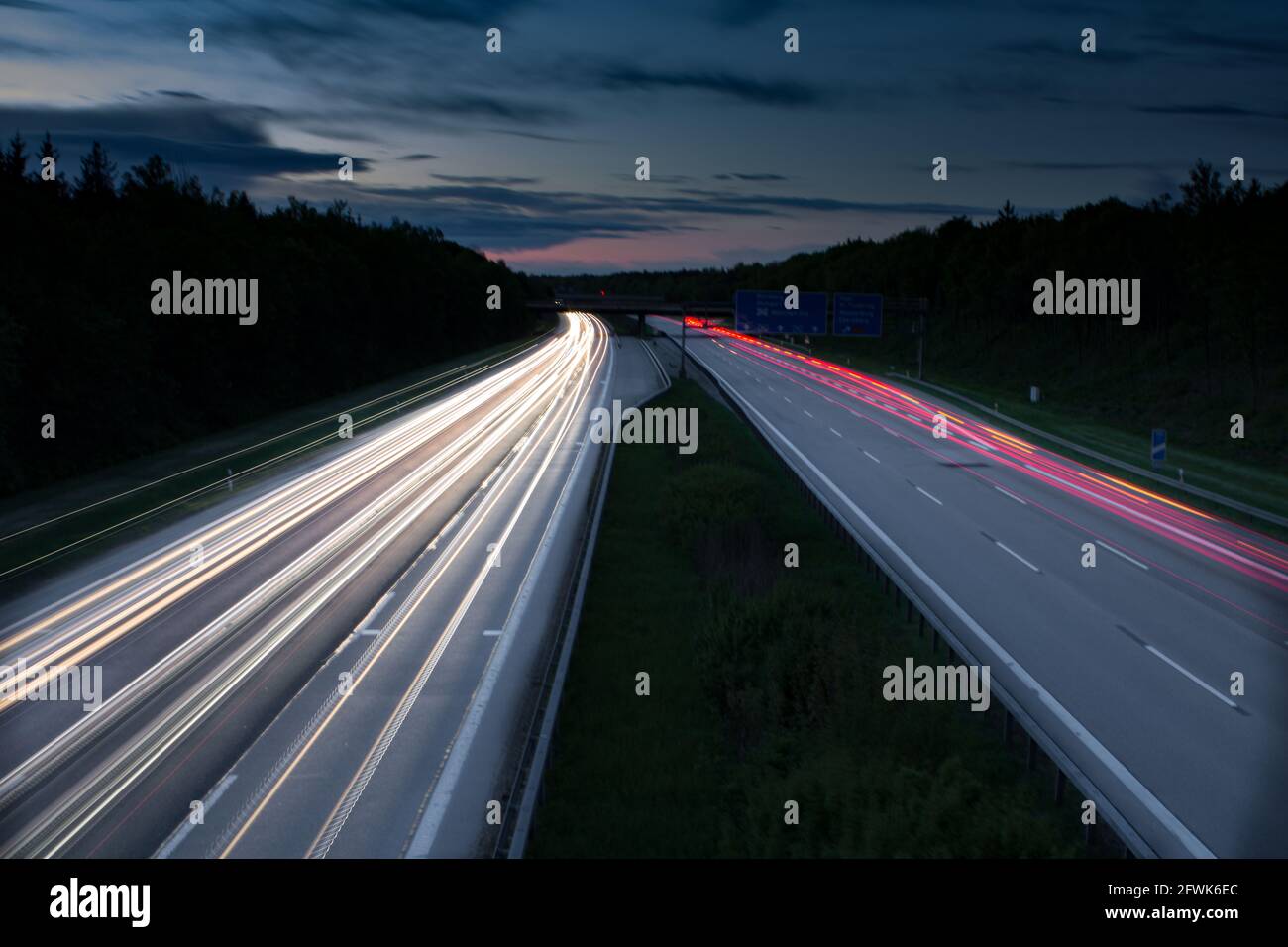 Light trials on highway Stock Photo - Alamy