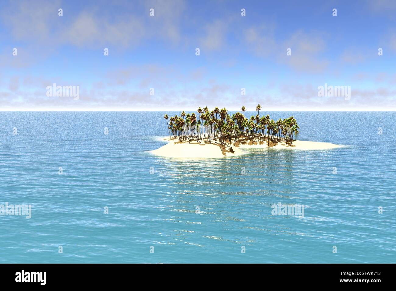 Coconut trees and very small island in the background hi-res stock ...