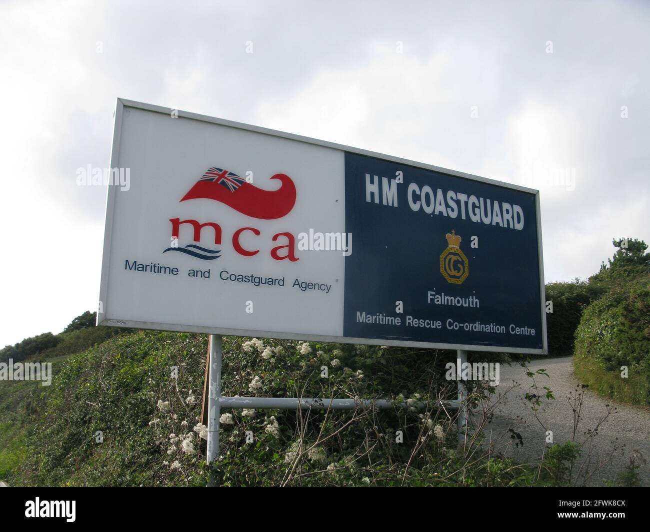 MCA Maritime and HM coastguard agency Falmouth sign. Port Pendennis ...