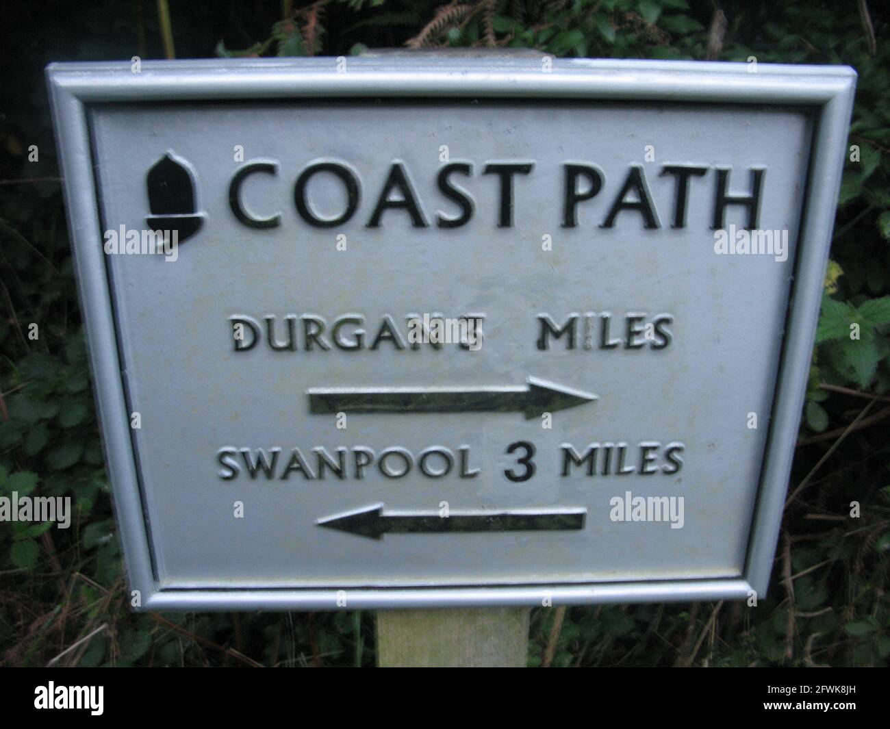 Durgan Swanpool sign. South west coast path. Lizard peninsula. Cornwall ...
