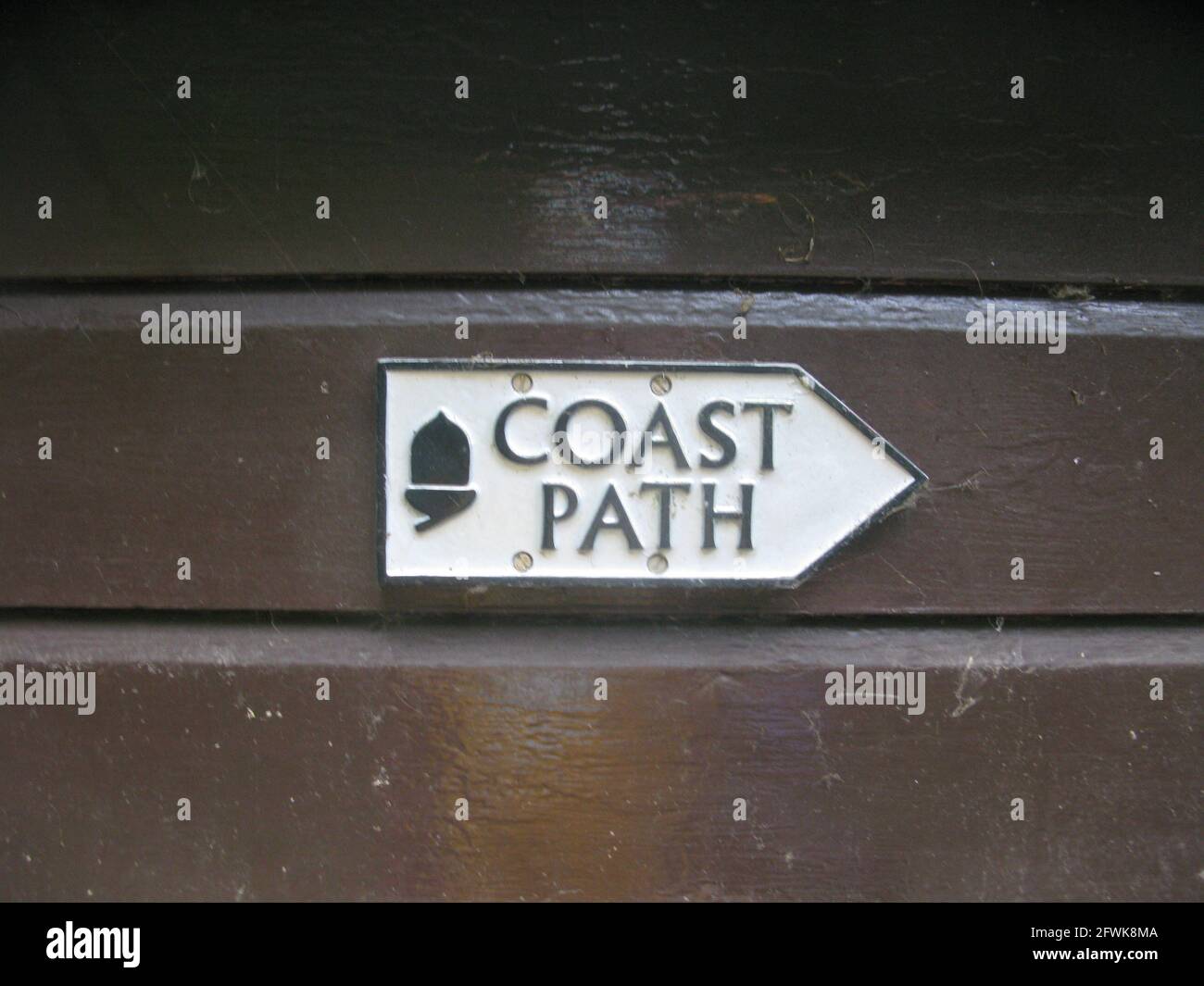 SWCP sign. South west coast path. Lizard peninsula. Cornwall. West ...