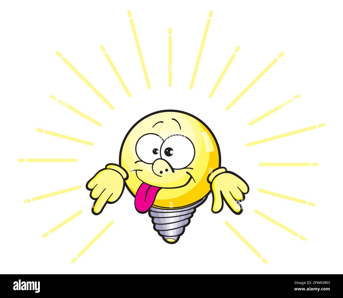 Electric bulb character smiling waving hand. Cartoon light bulb mascot ...