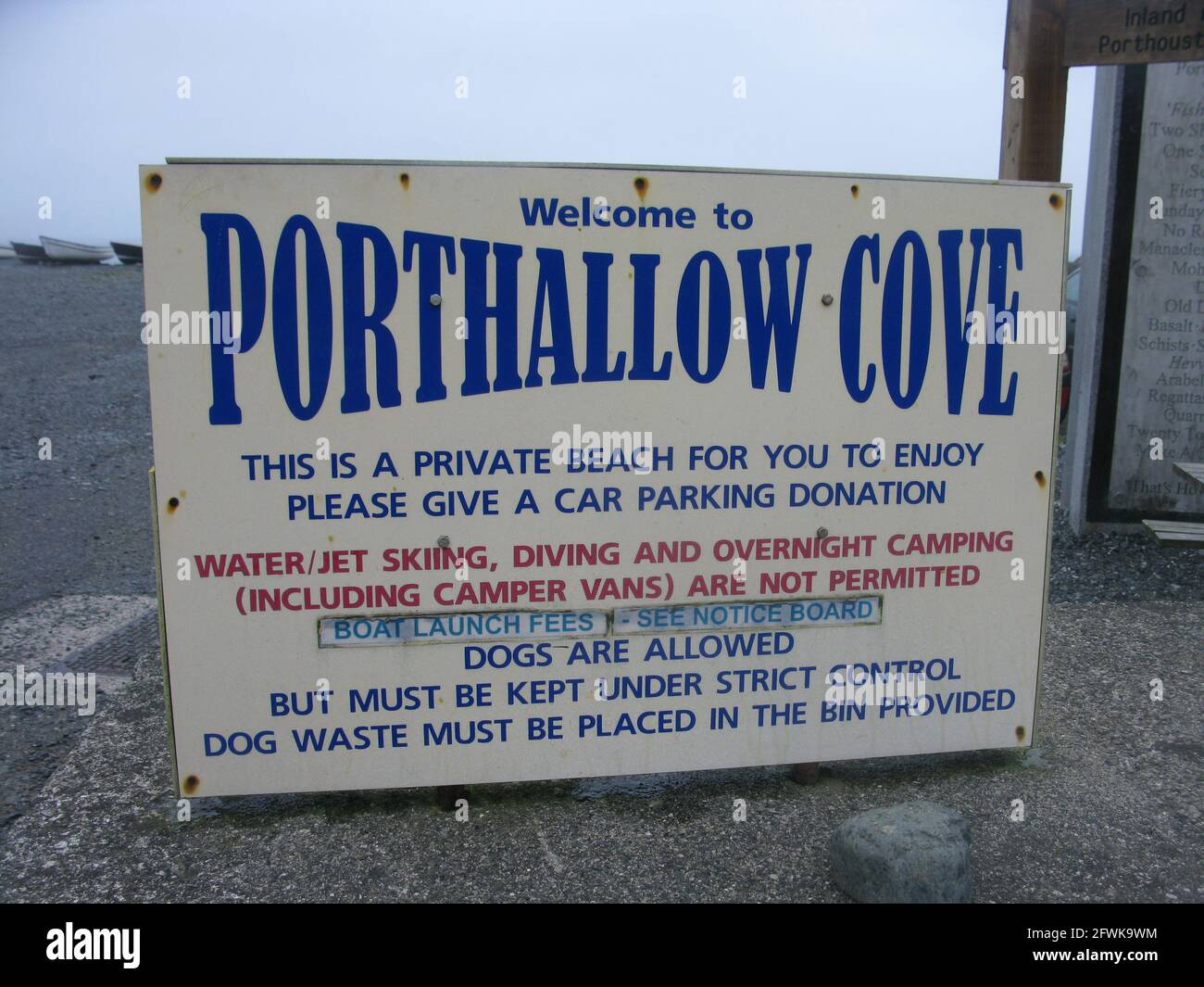 Porthallow cove private beach sign. South west coast path. Lizard ...