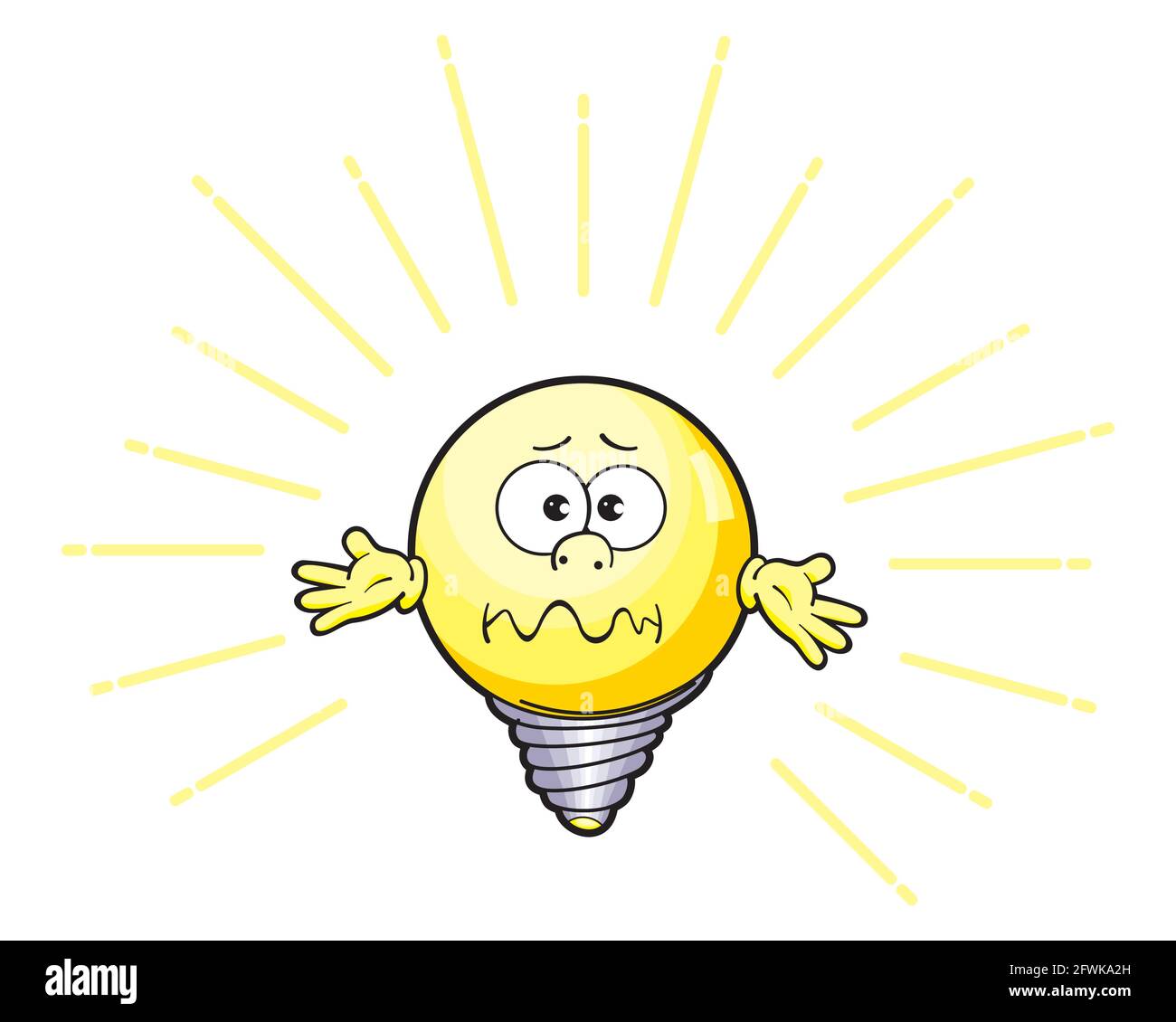 Electric bulb character smiling waving hand. Cartoon light bulb mascot ...
