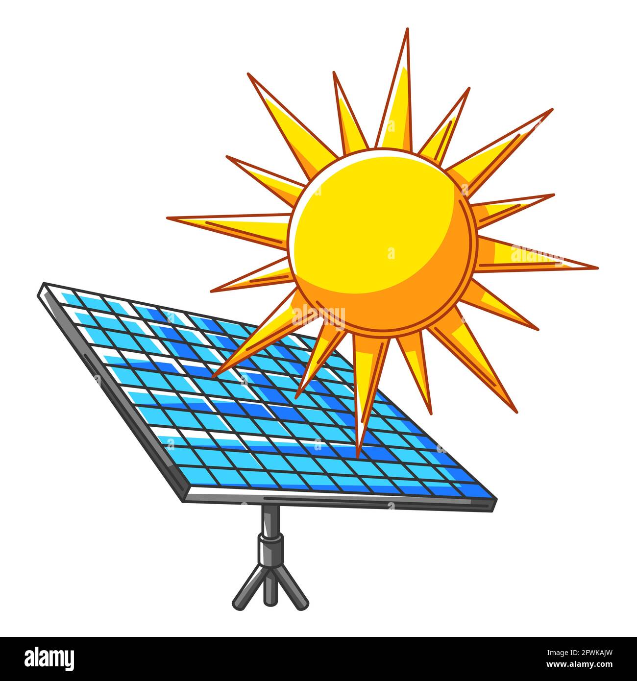 Illustration of solar panel and sun. Ecology icon for environment ...
