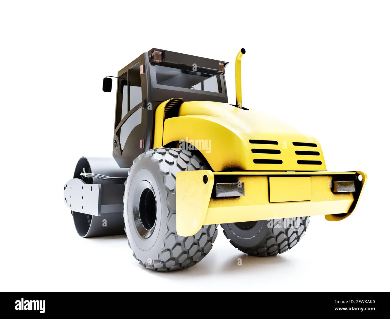 3d rendering of asphalt compactor model on white background Stock Photo ...