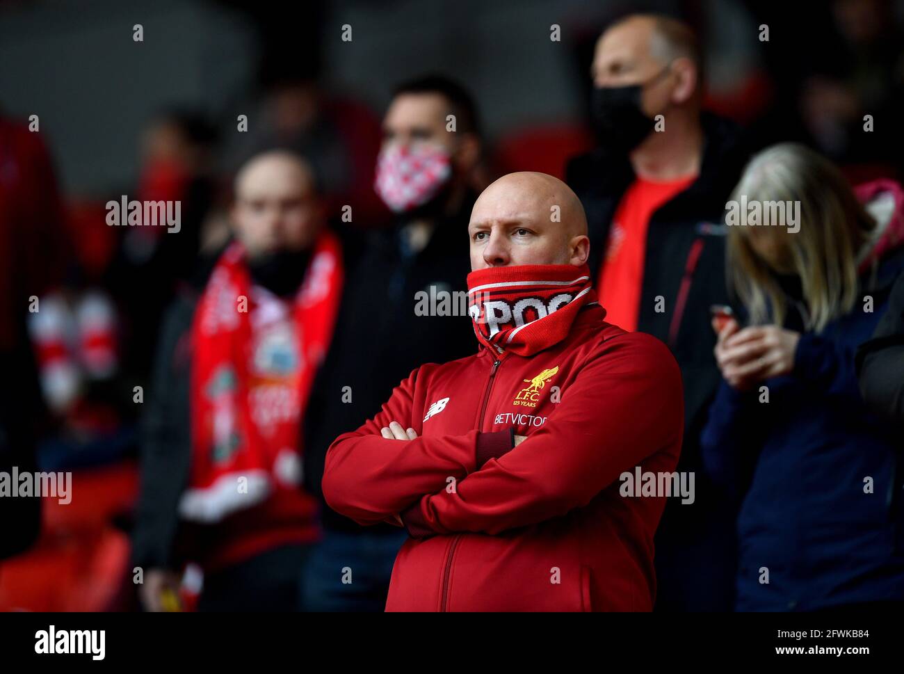 Liverpool fans in the stands before the Premier League match at Anfield ...