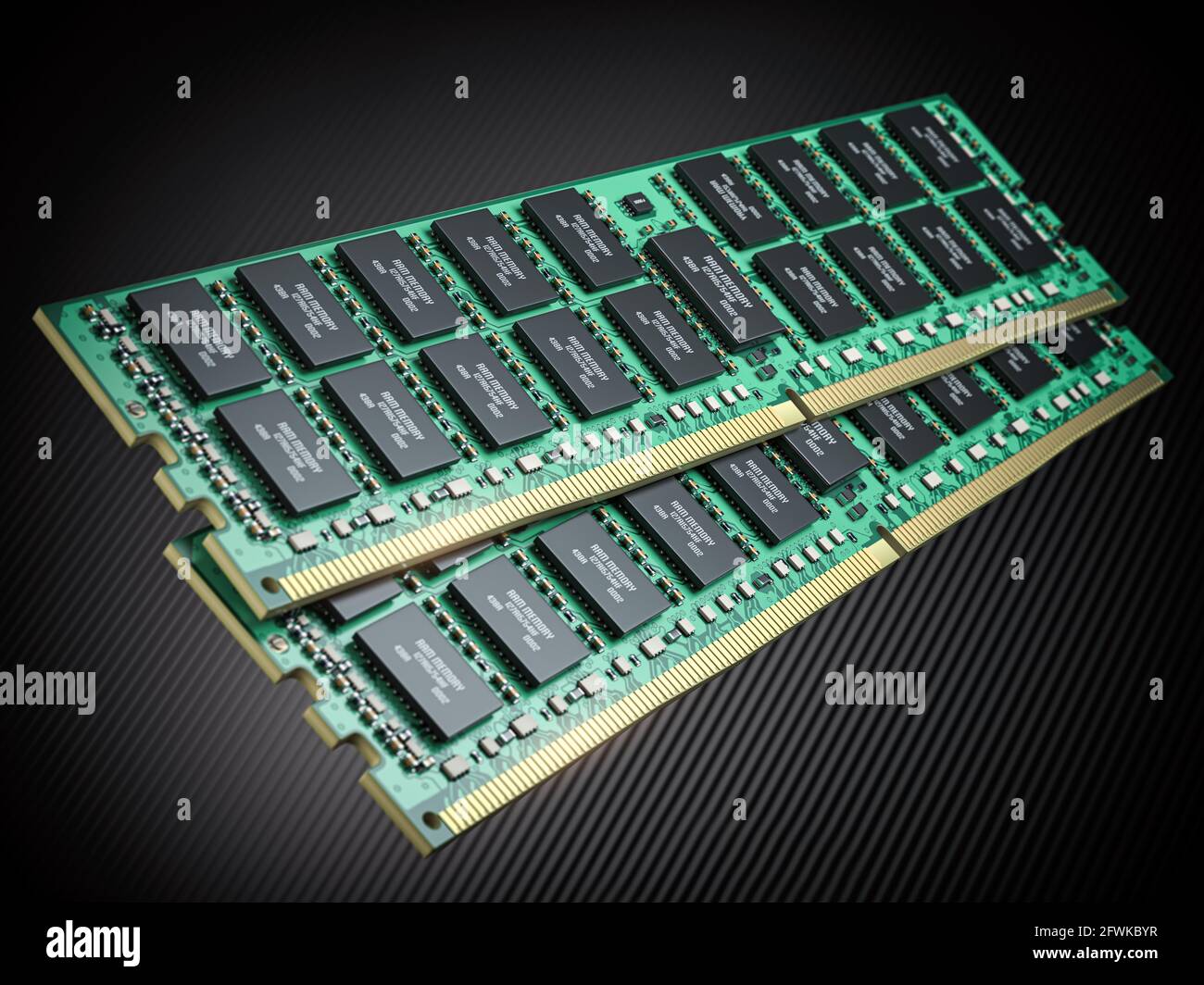DDR ram computer memory modules on black background. 3d illustration ...