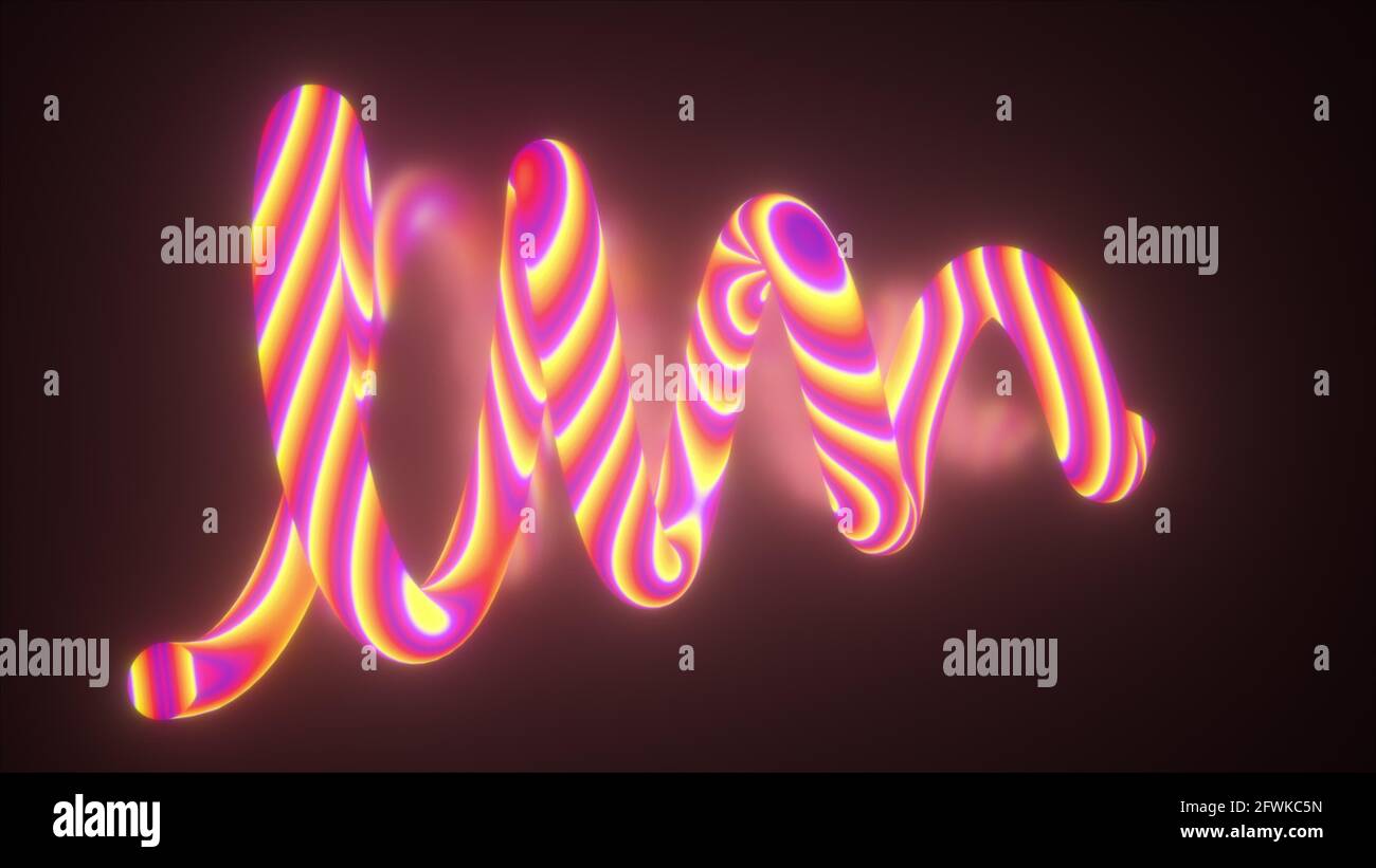 Abstract 3d render wire in wavy curvature. Twisty motion with distorted ...