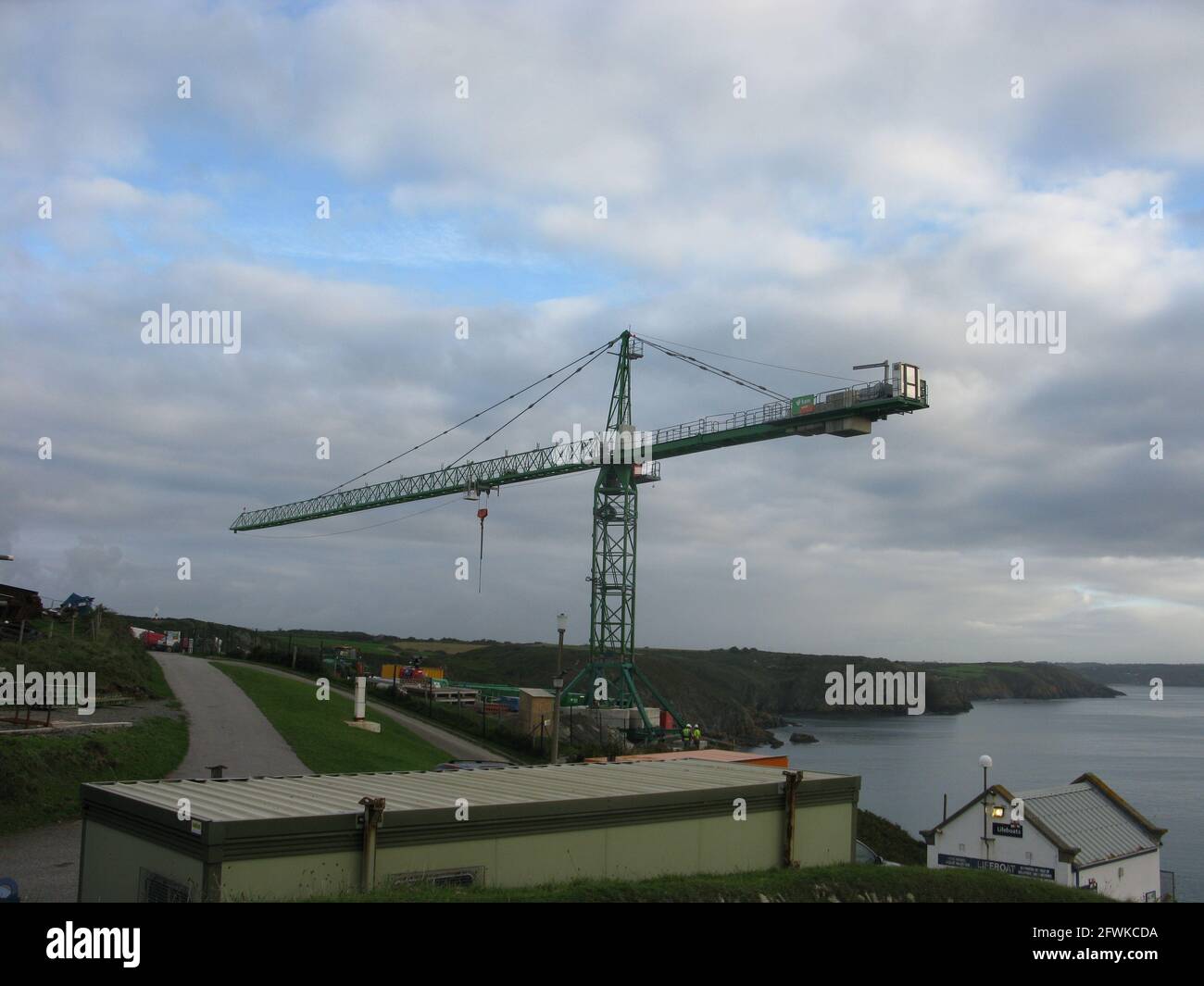 Construction site Krane. South west coast path. Lizard peninsula ...