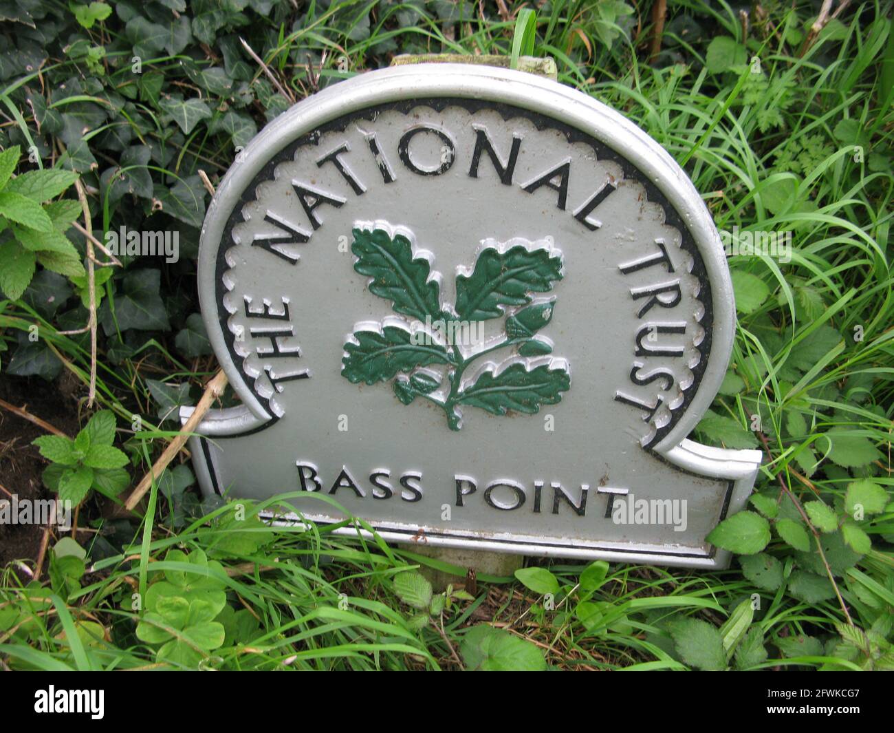 Bass point sign. South west coast path. Lizard peninsula. Cornwall ...