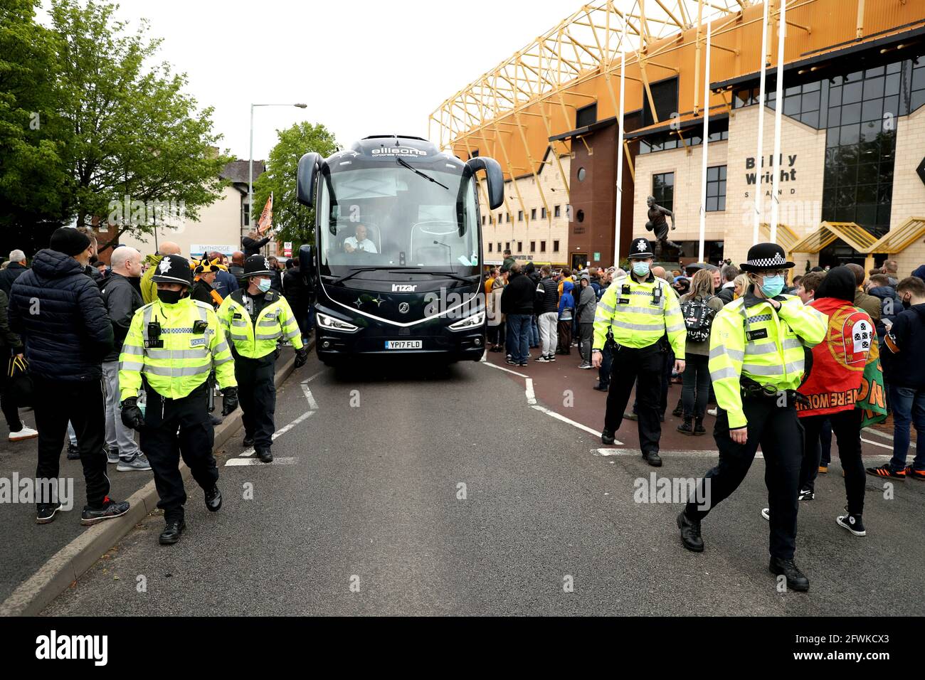 The Manchester United team bus arrives at the stadium ahead of the ...
