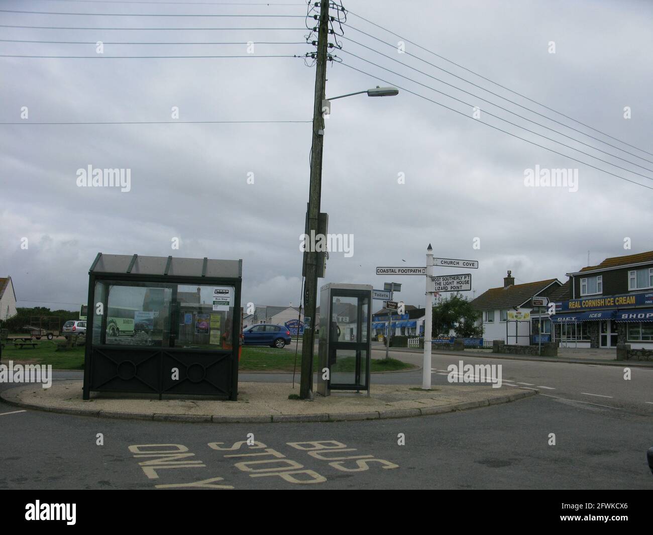 Bus stop shelter. The Lizard village. South west coast path. Lizard ...