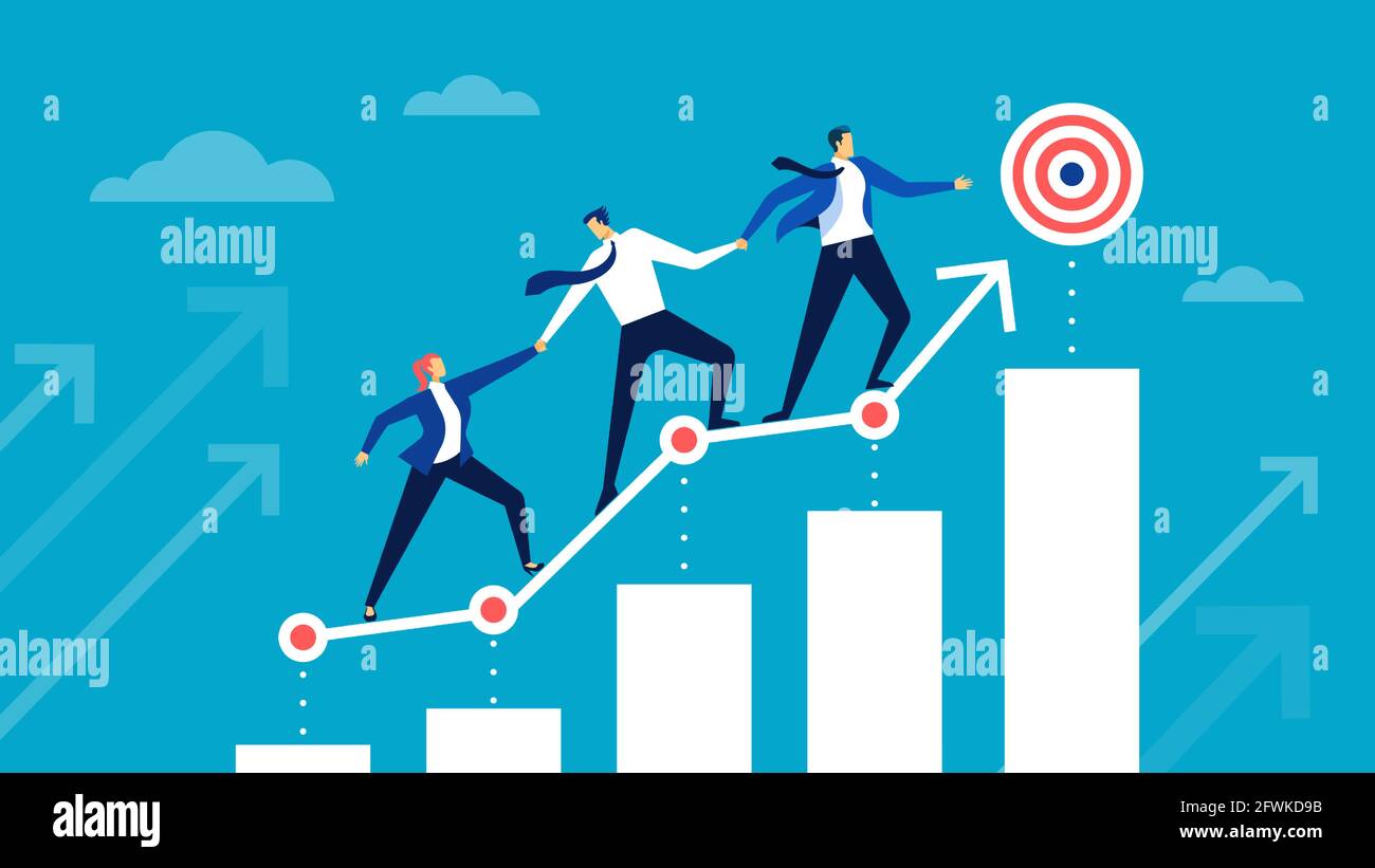 Goal Achievement Business Team Running To Target Coworkers Helping
