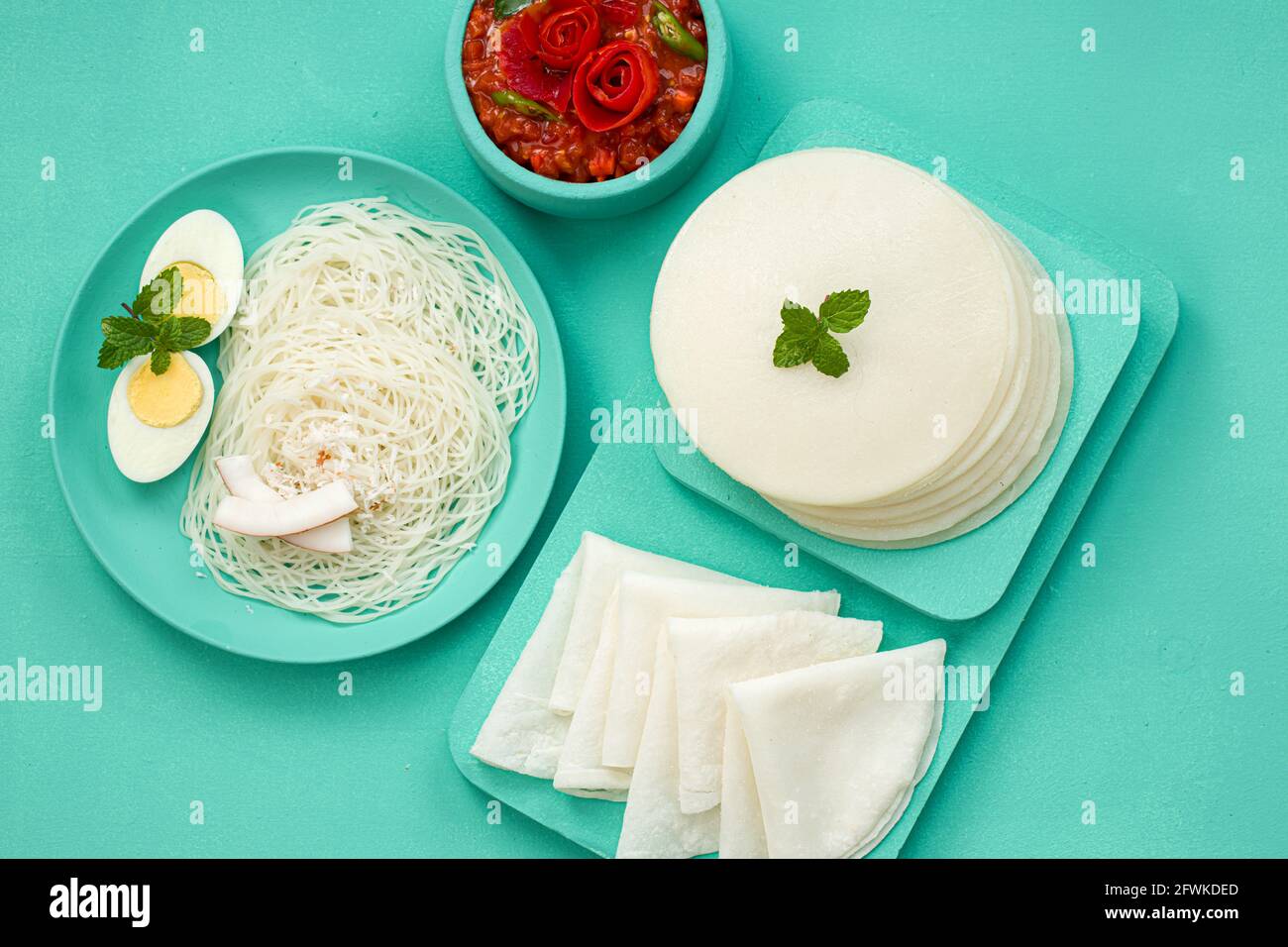 Rice Pathiri and Ideyappam, south indian malabar special breakfast made ...