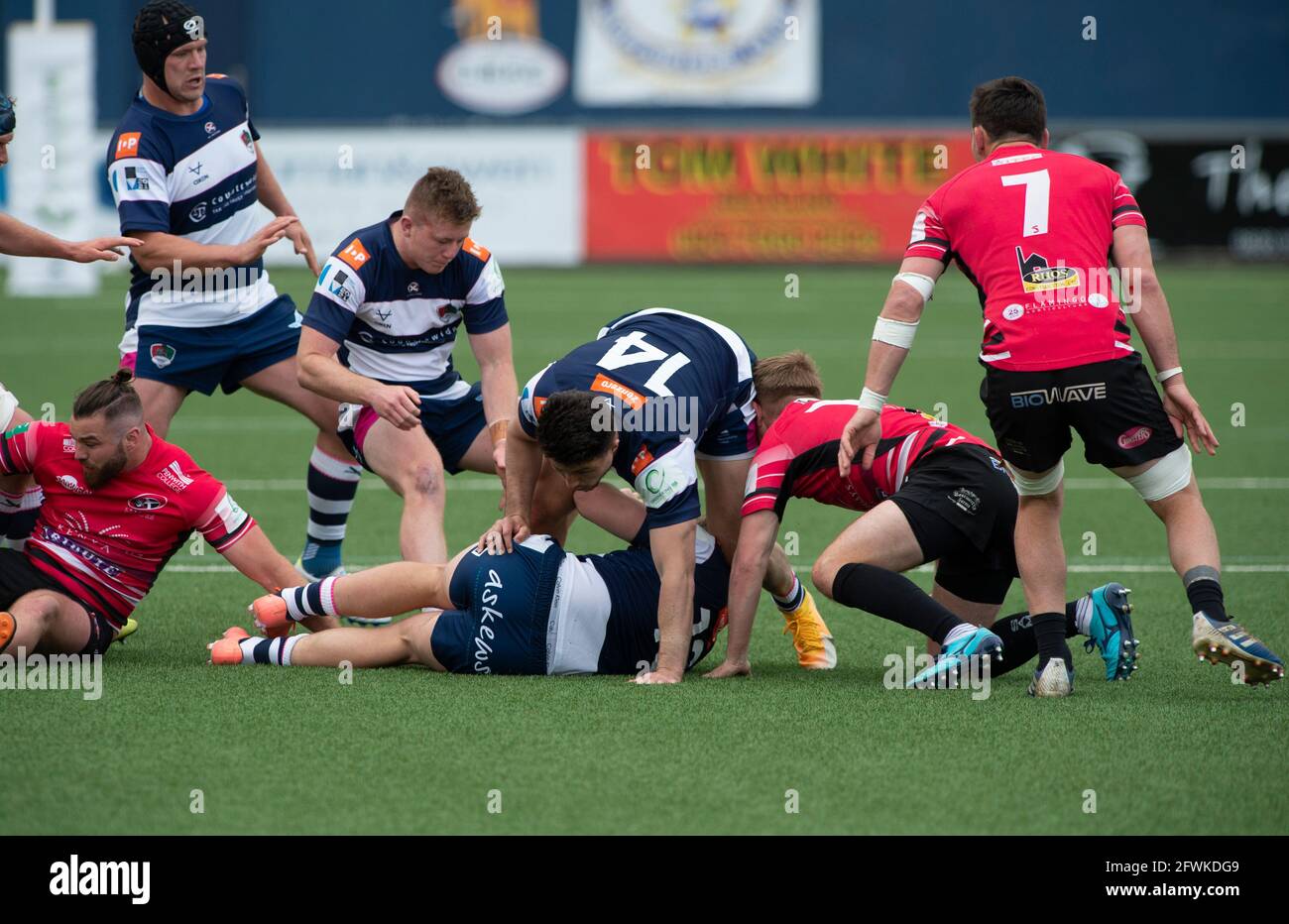 Will Butt (no 14) of Coventry Rugby seen in action during the Greene ...