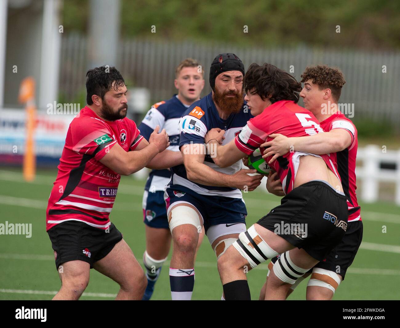 Danny Cutmore of Cornish Pirates and Alex Woolford of Coventry Rugby ...