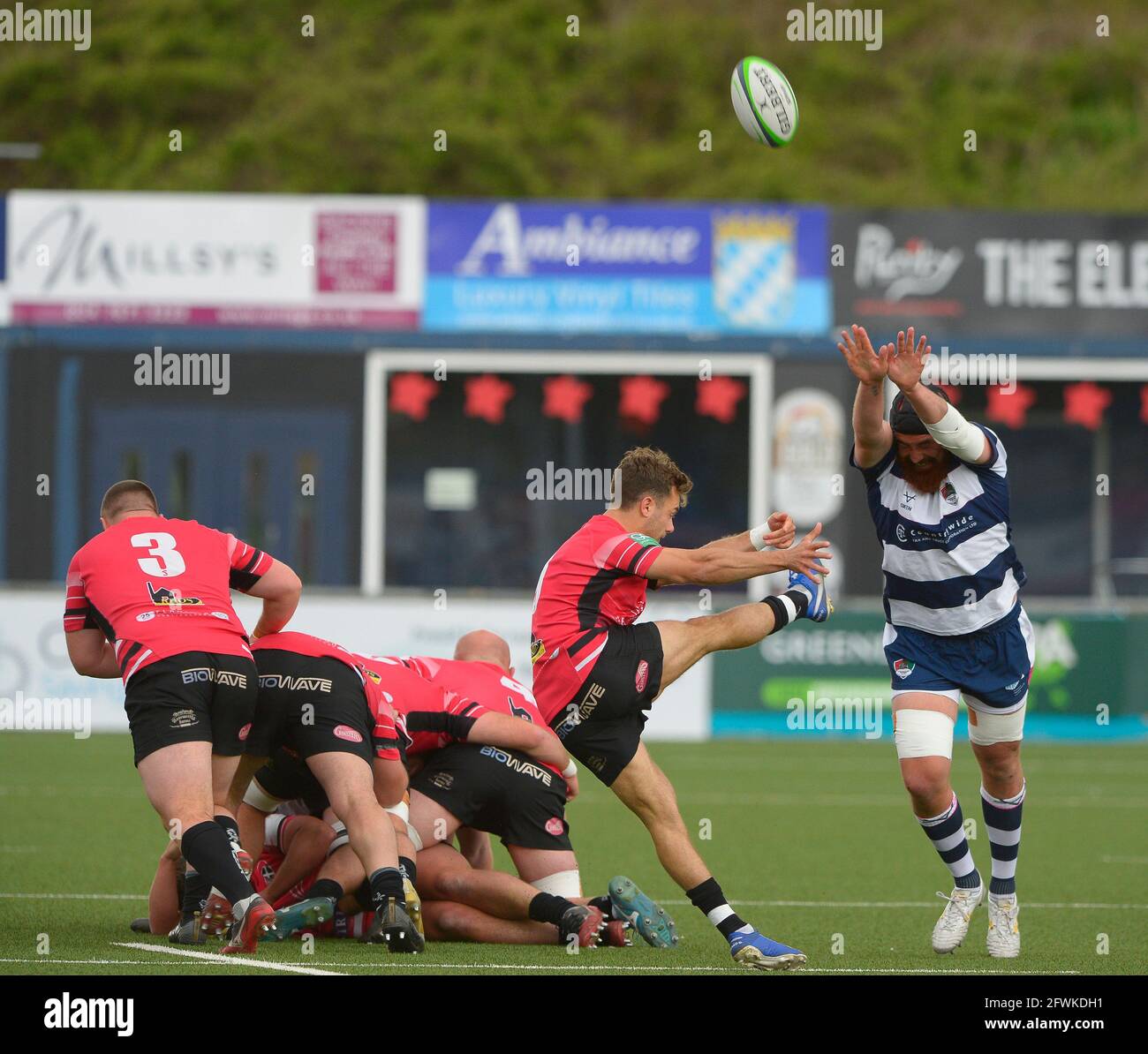 Alex Schwarz of Cornish Pirates seen in action during the Greene King ...