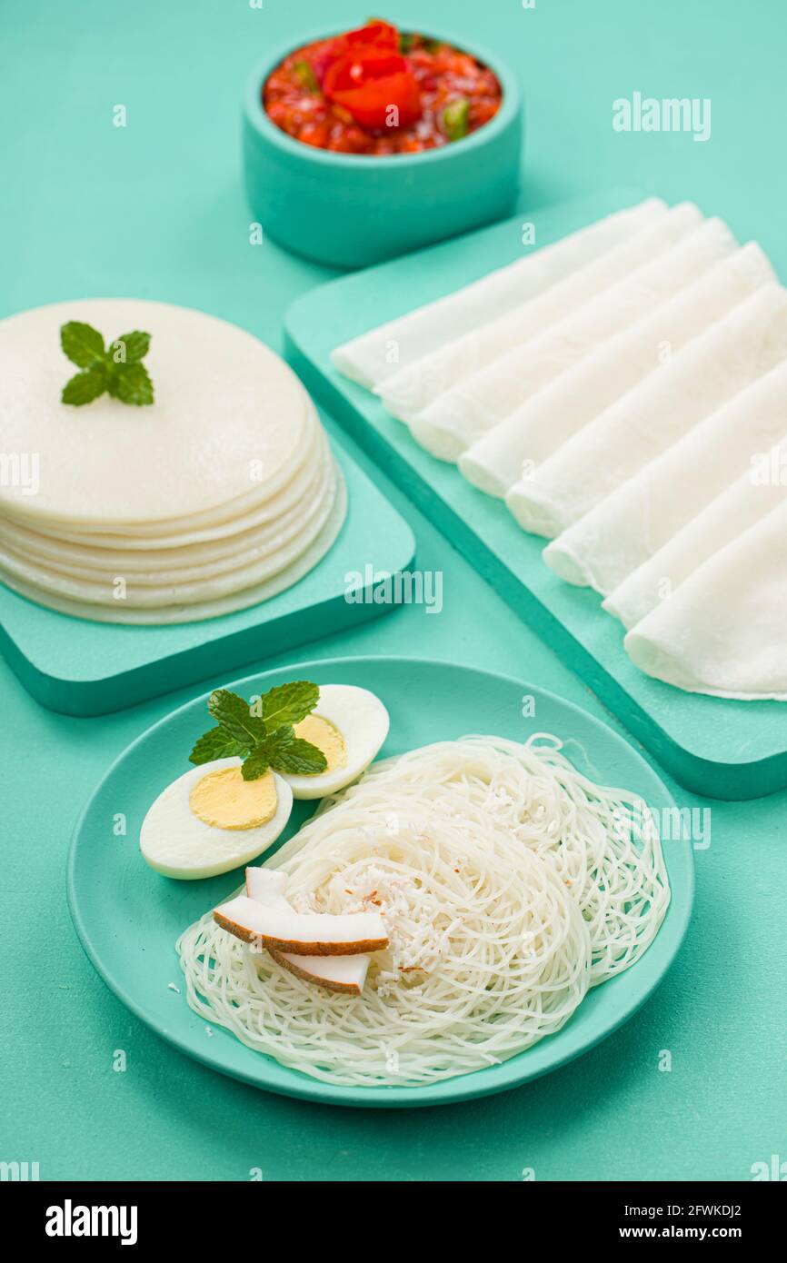 Rice Pathiri and Ideyappam, south indian malabar special breakfast made ...