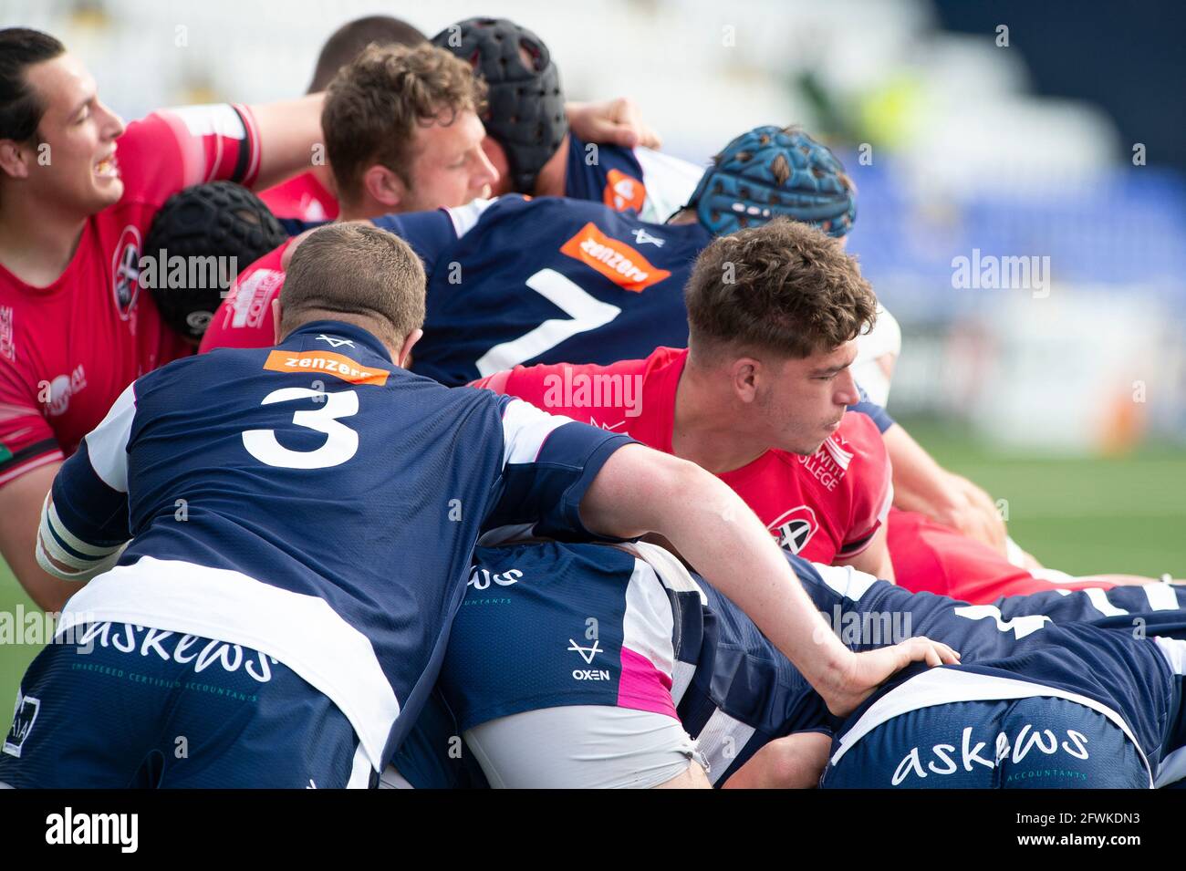 James Harper (no 3) of Coventry Rugby seen in action during the Greene ...