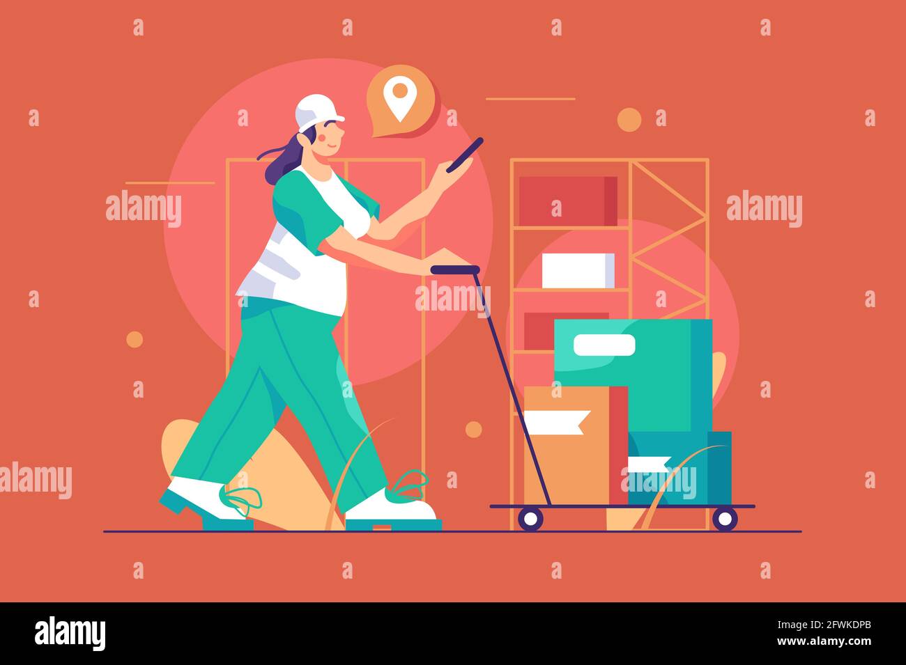 Woman tracking parcel online Stock Vector Images - Alamy