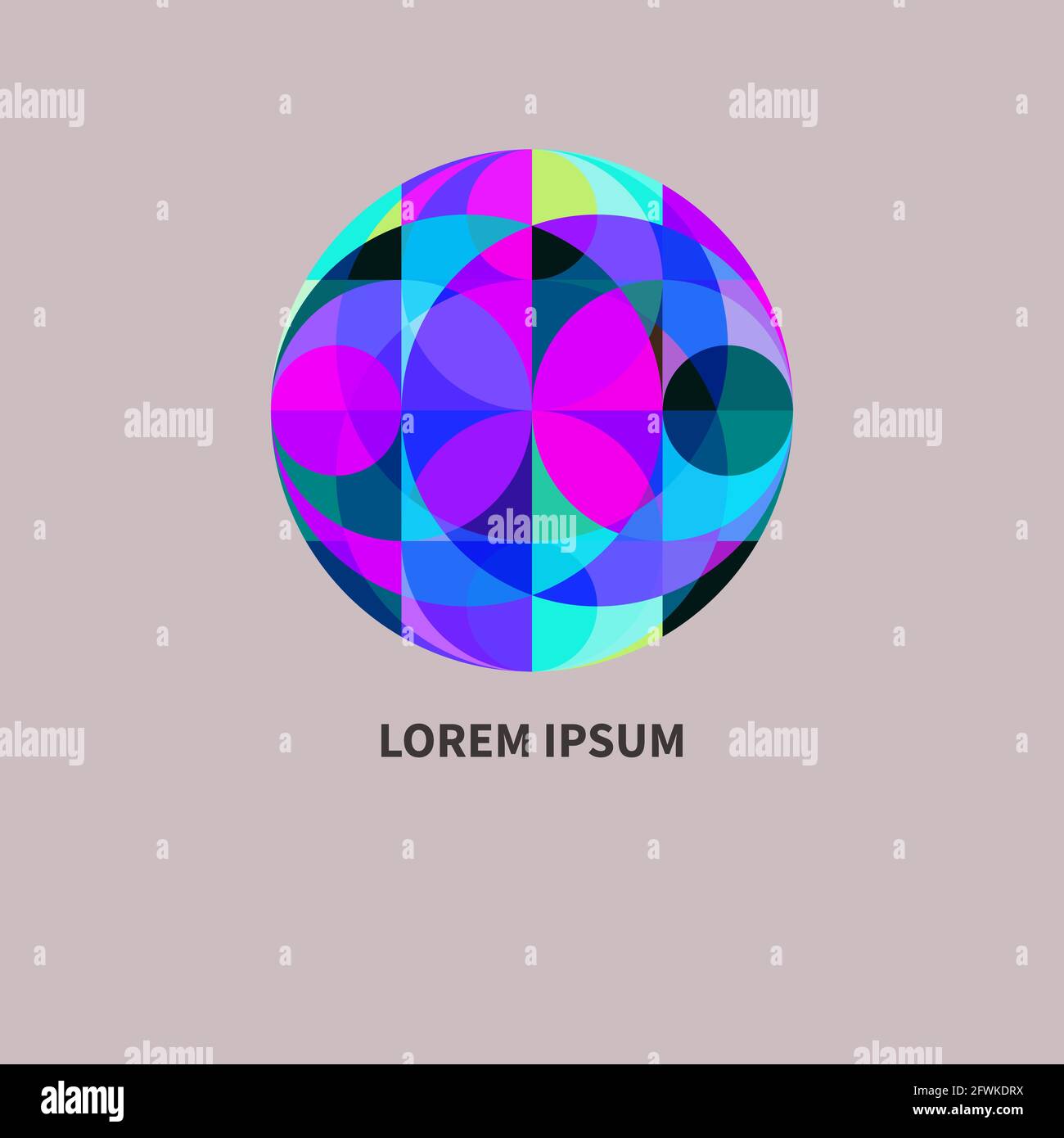 Abstract geometric colorful unique round logo. Vector illustration ...