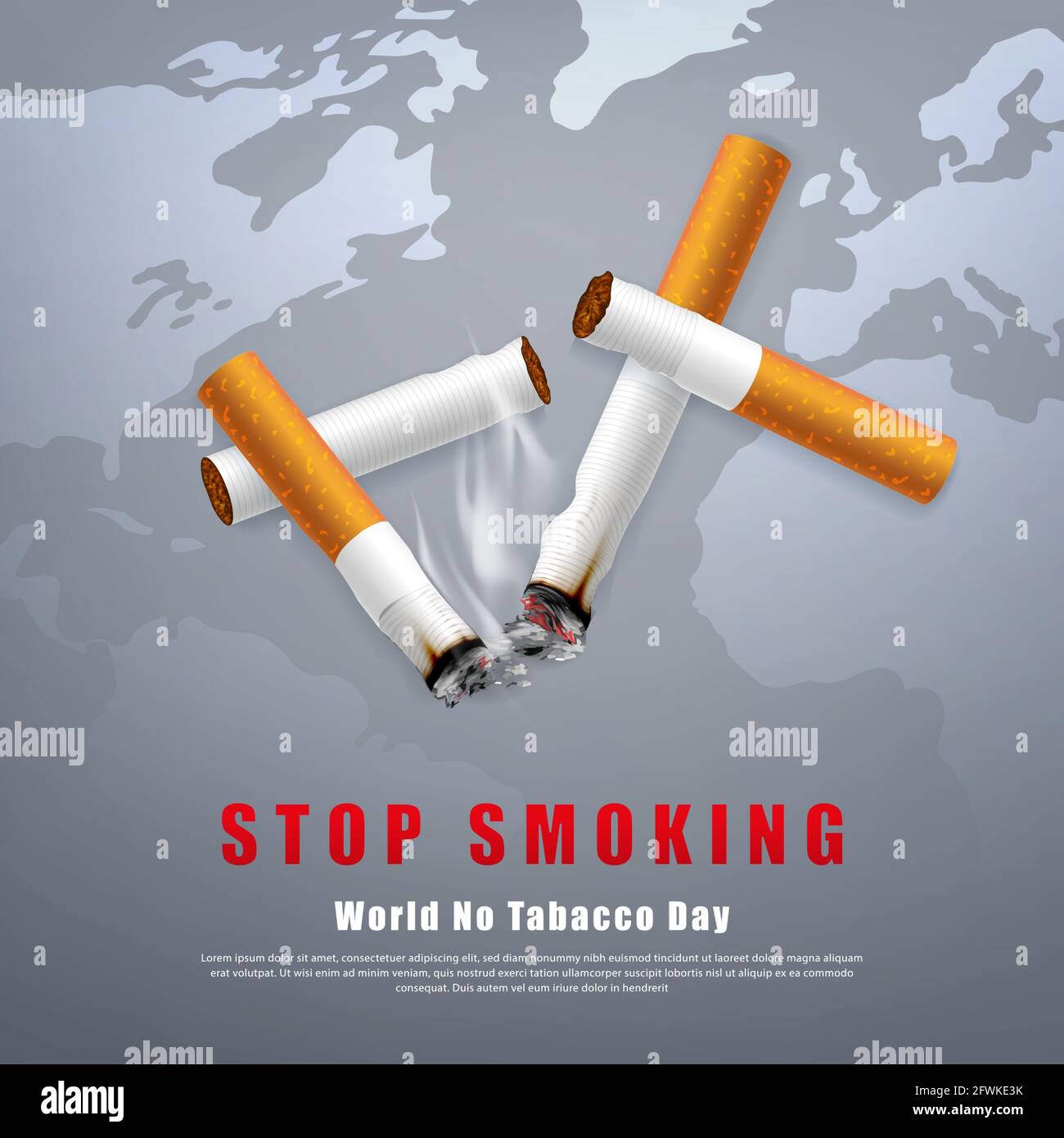Stop smoking campaign illustration no cigarette for health broken ...