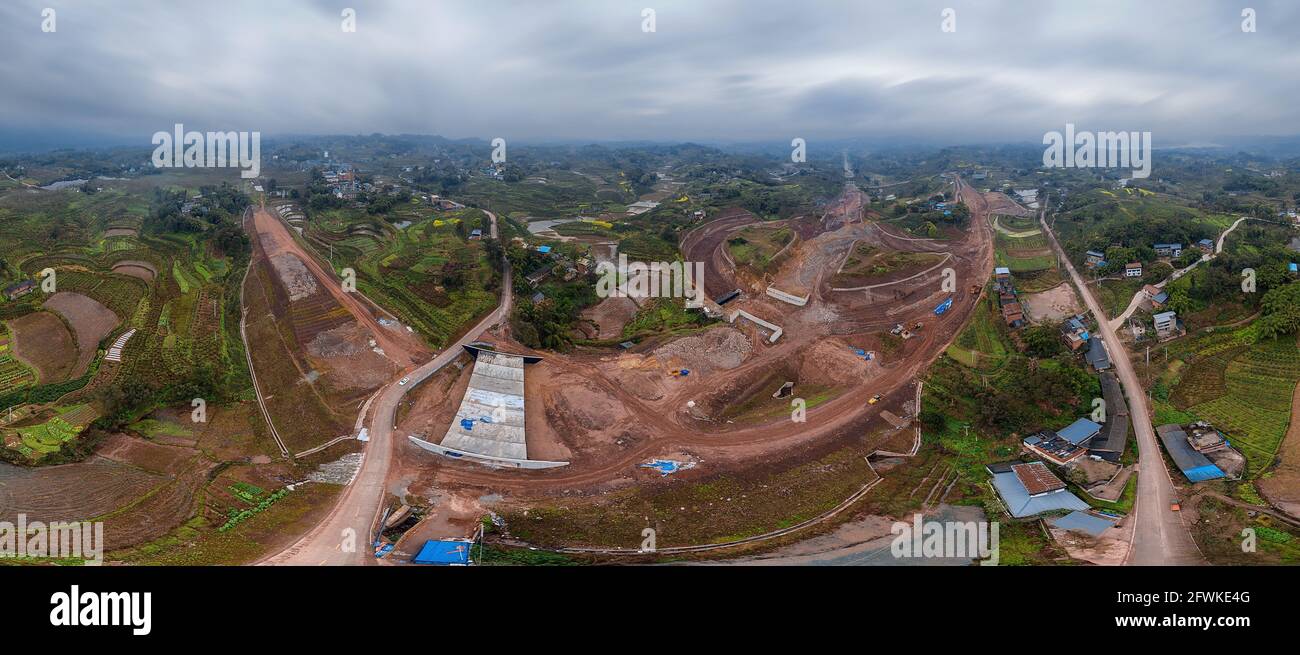 The combination of chongqing early jin highway construction Stock Photo ...