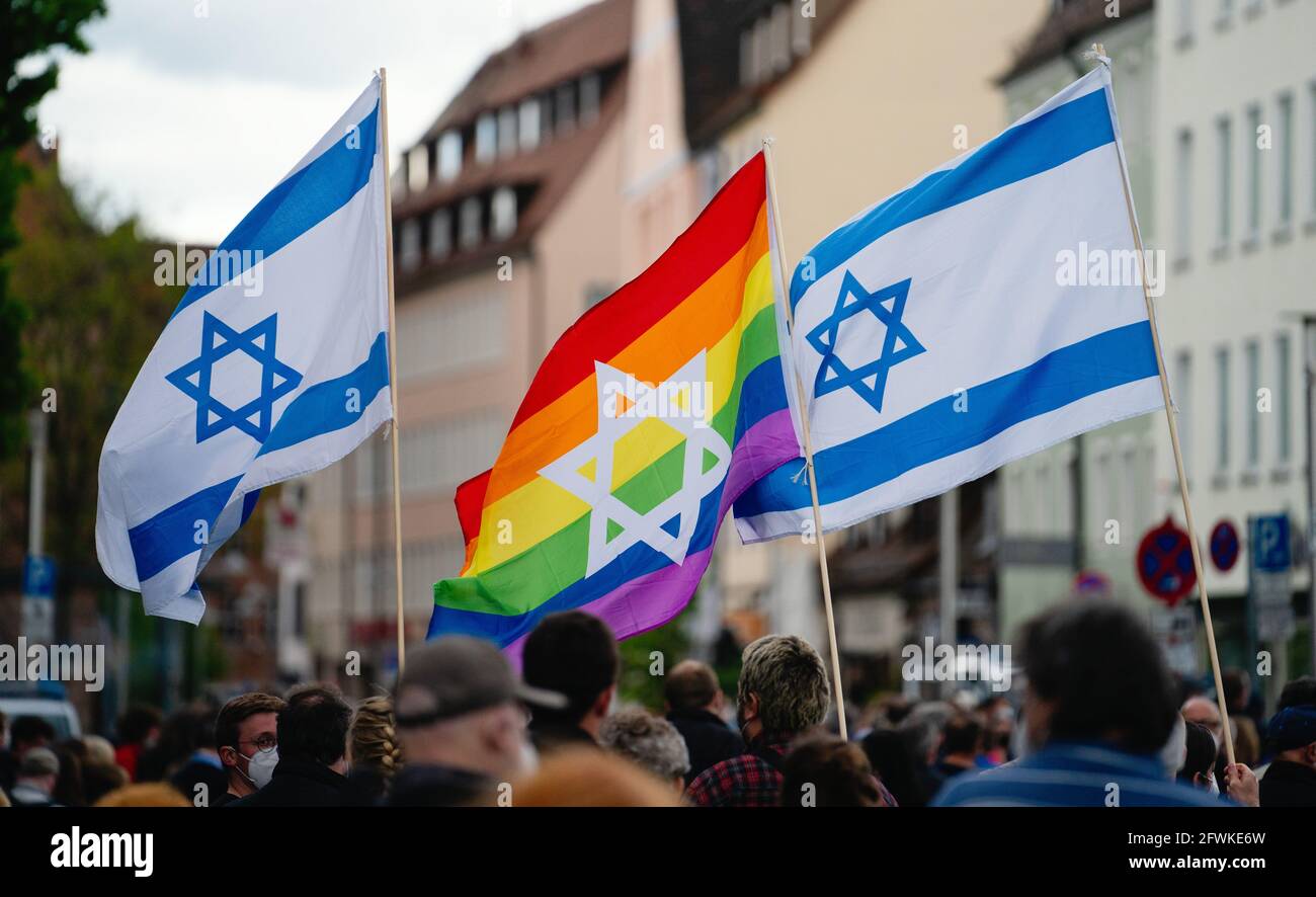Nuremberg, Germany. 23rd May, 2021. Participants of the rally "No to ...