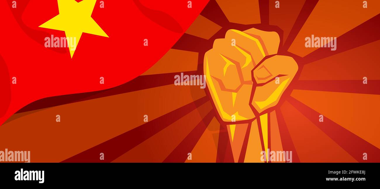 Vietnam Vietnamese flag and hand fist symbol of socialism red ...