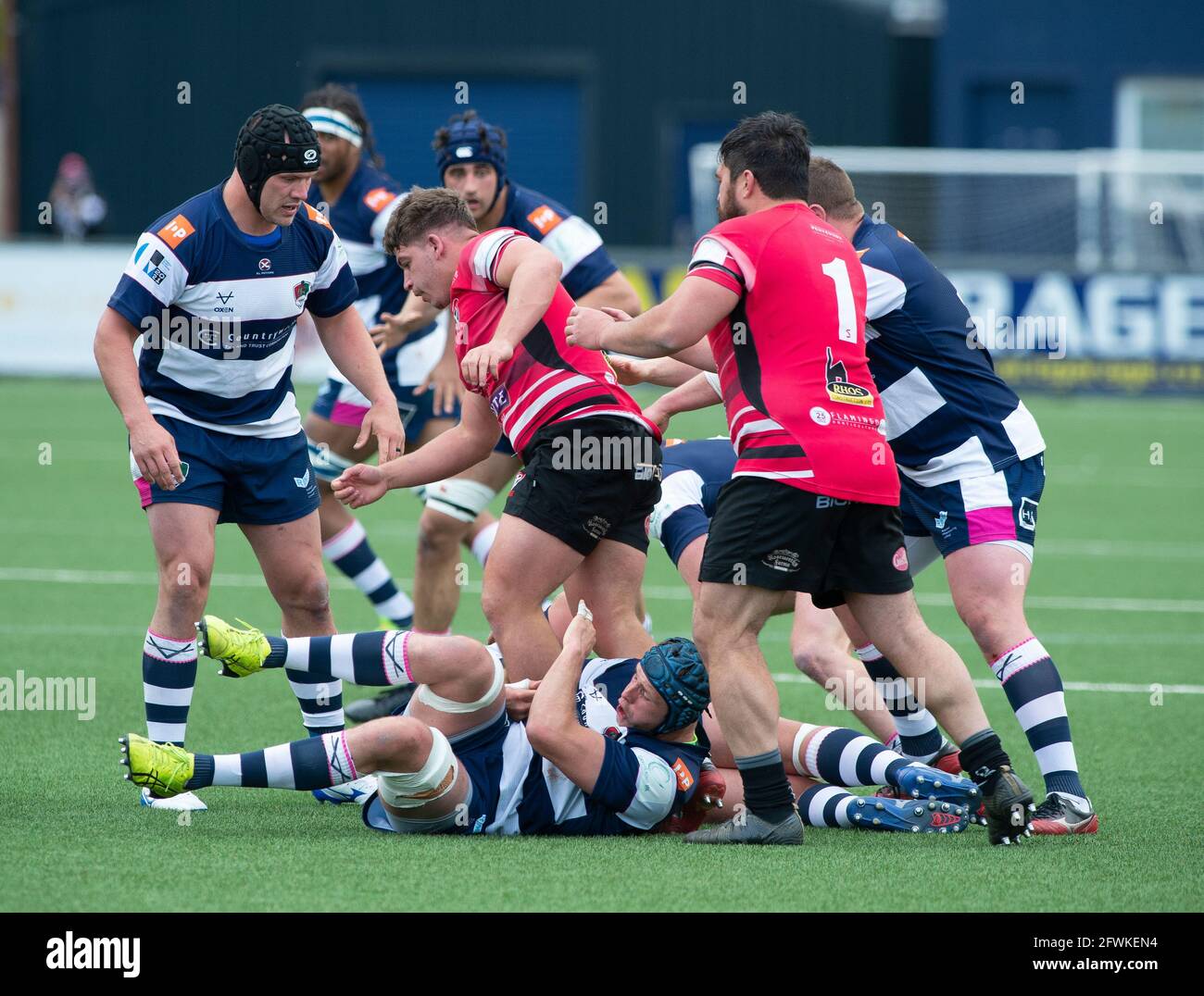 Croventry Rugby players seen in action during the Greene King IPA ...