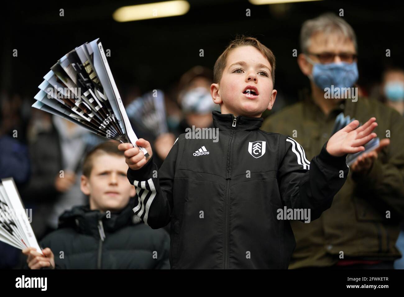 A young Fulham fan ahead of the Premier League match at Craven Cottage ...