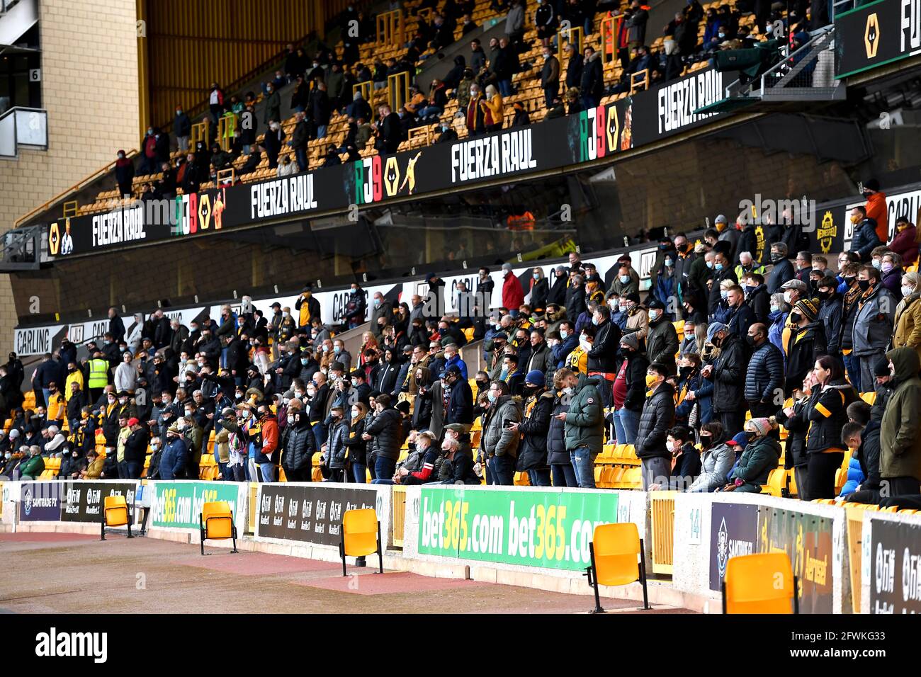 Wolverhampton Wanderers fans in the stands ahead of the Premier League ...