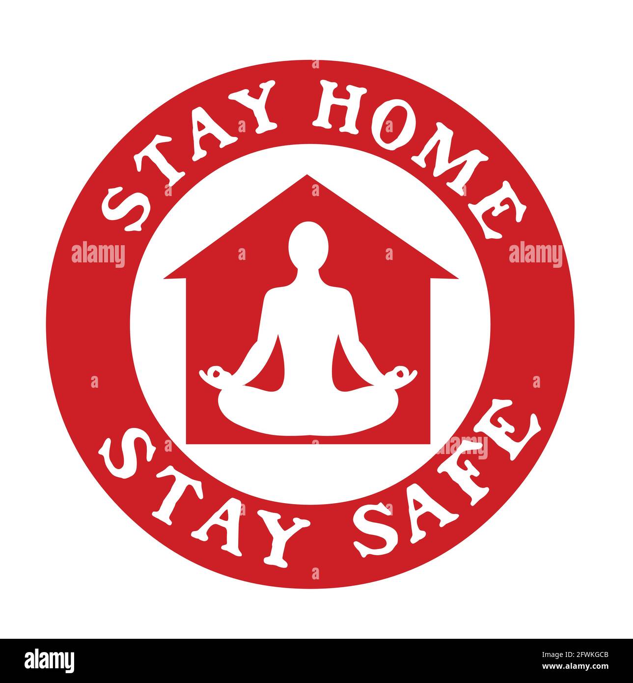 Stay home stay safe logo, red circle isolated Stock Vector Image & Art ...