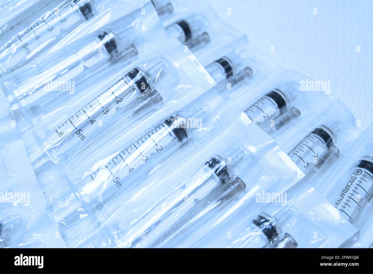 Medical waste, therapeutic syringes in packaging A bunch of unused ...