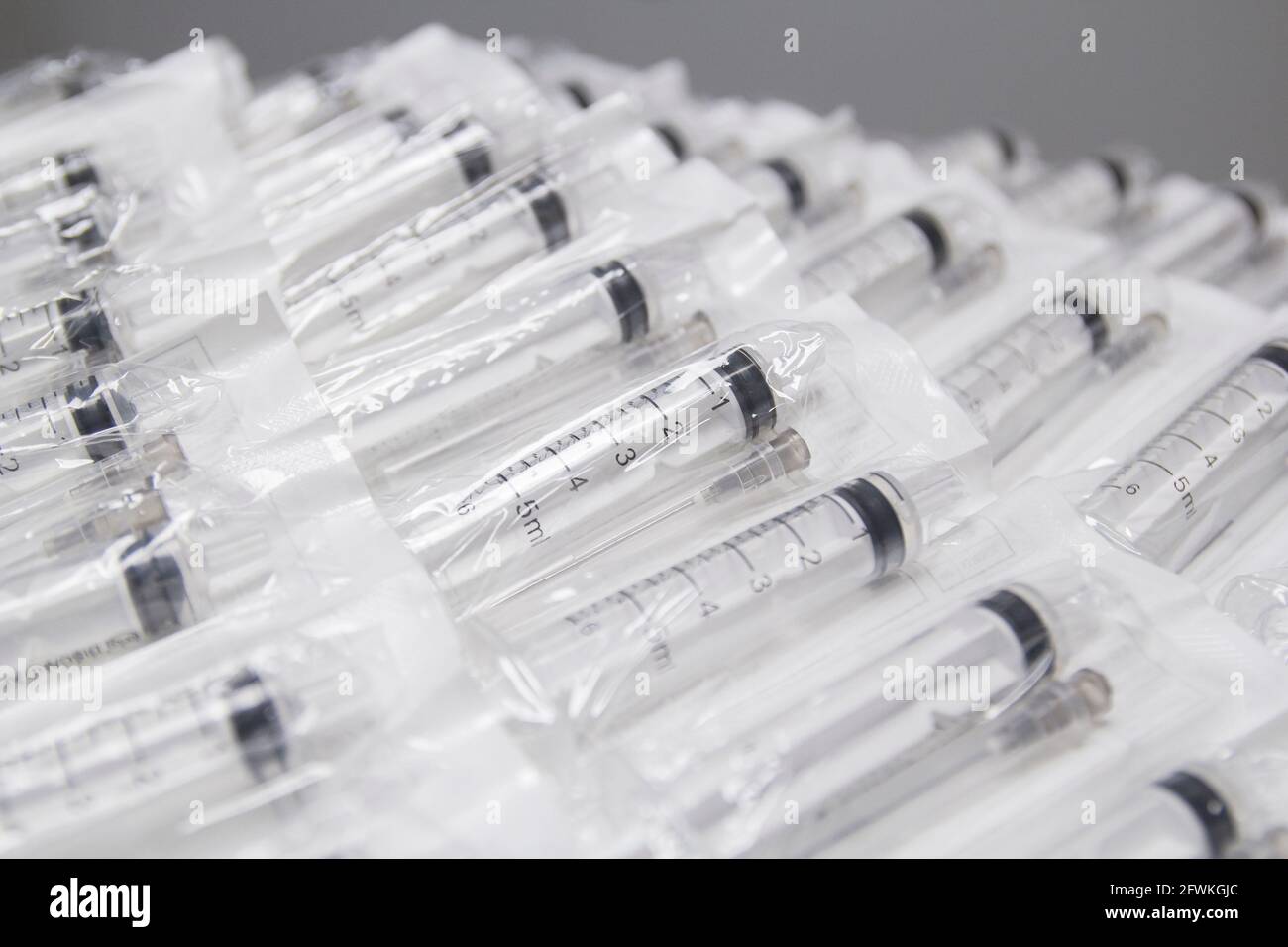 Medical waste, therapeutic syringes in packaging A bunch of unused ...