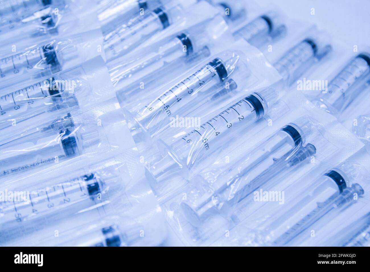 Medical waste, therapeutic syringes in packaging A bunch of unused ...