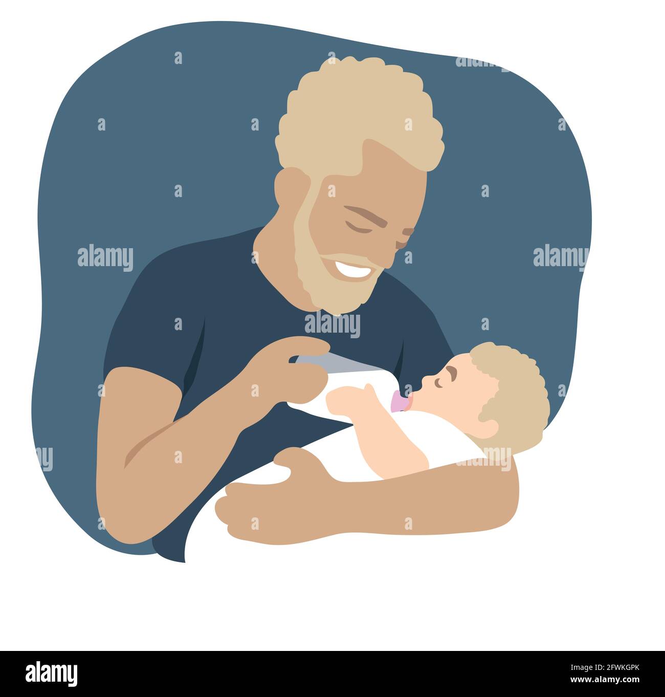 Dad Blonde Hair vector illustration Blonde hair father with baby Stock ...