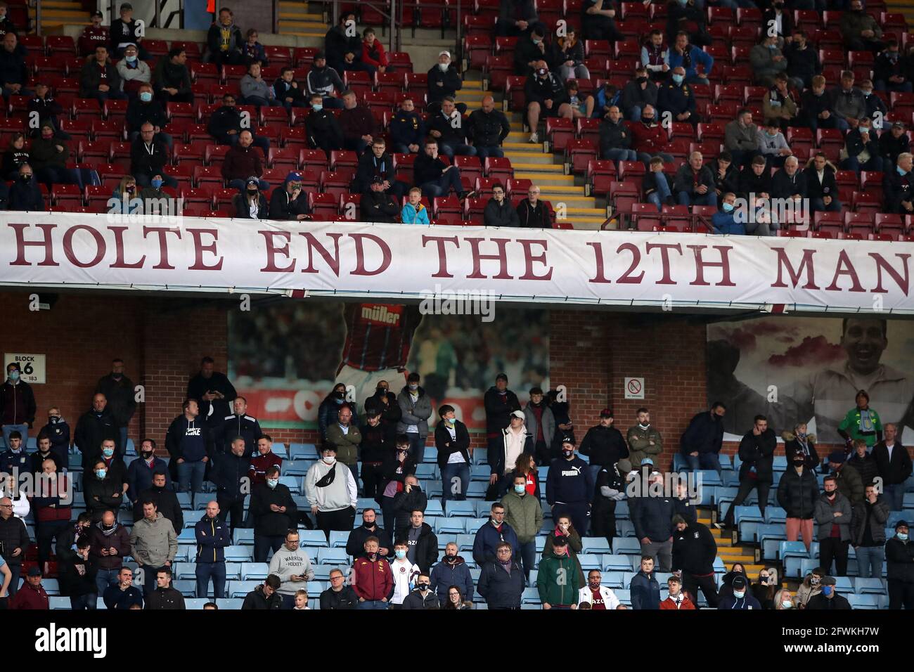 Aston Villa fans inside the Holte End stand during the Premier League ...