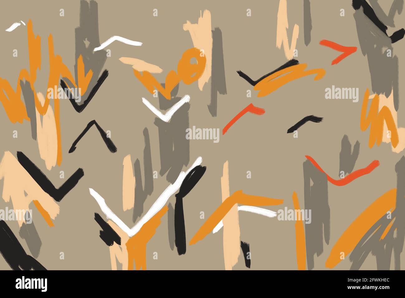 Neo-expressionism art bird and graffiti painting with orange and ...