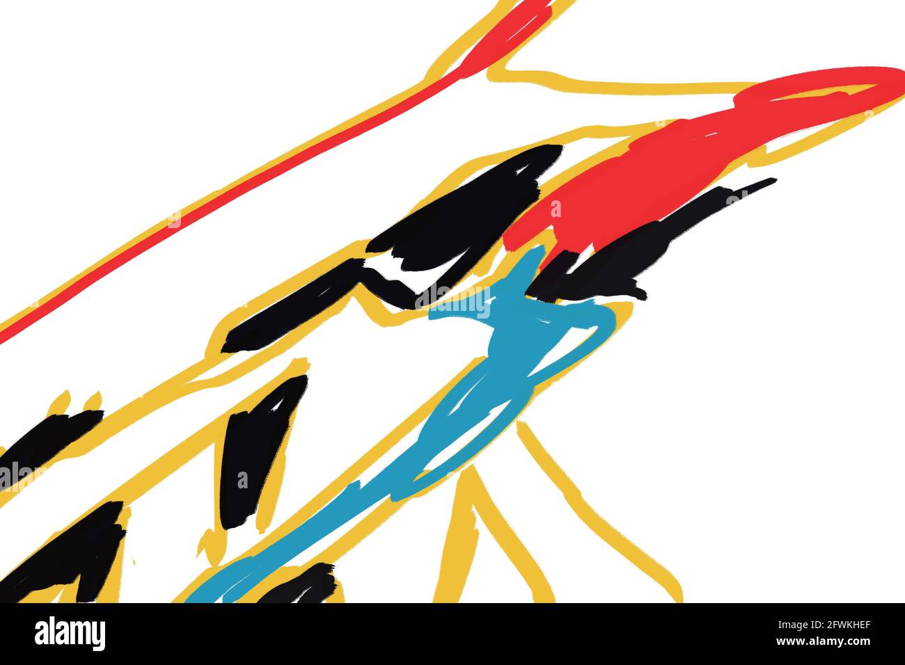 Shape color draft with blue and red rough. Neo expressionism Art style ...